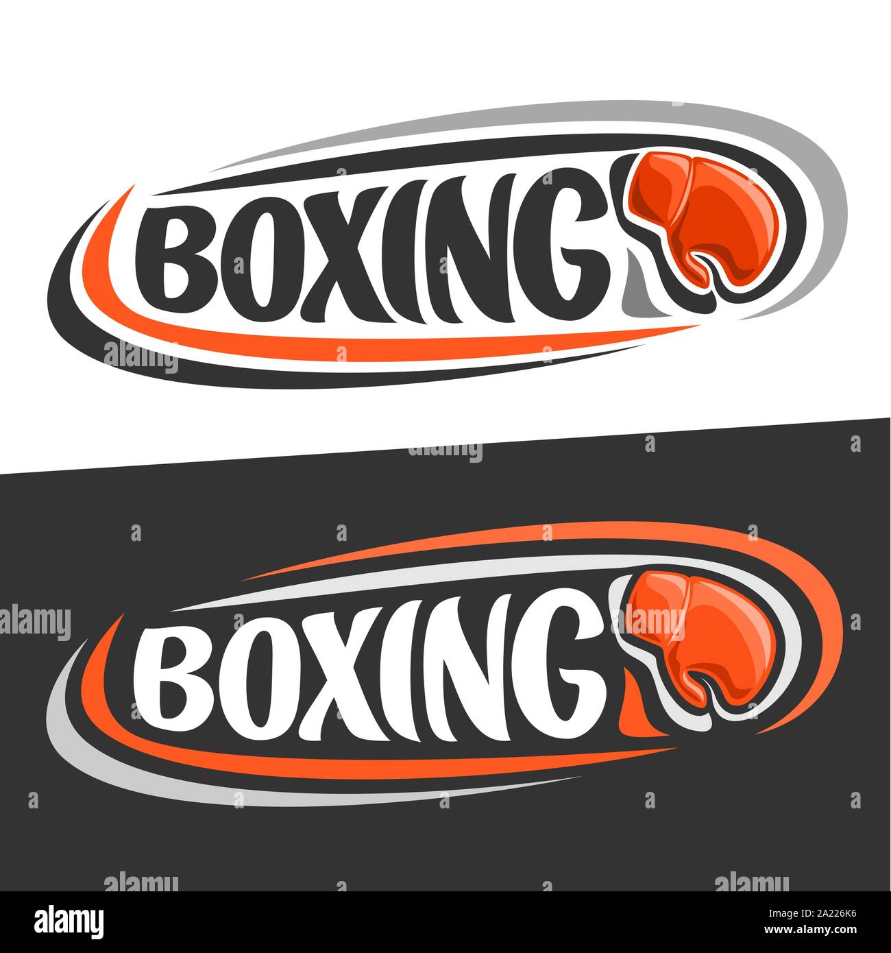 Vector logos for Boxing sport, flying on trajectory red boxing glove ...