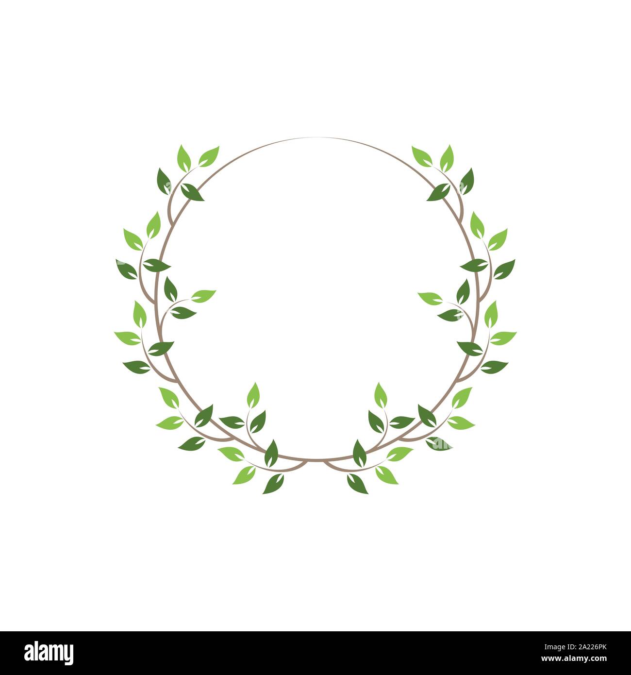 Vintage floral round frames. Green decorative circular ivy wreath ...