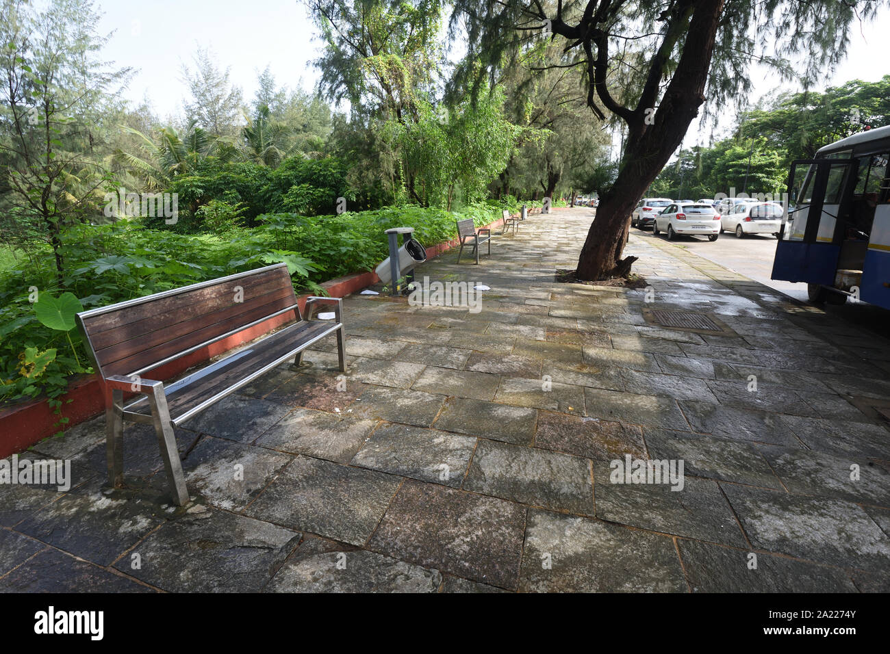 Marine Highway footpath, Miramar, Panaji, Goa, India Stock Photo - Alamy