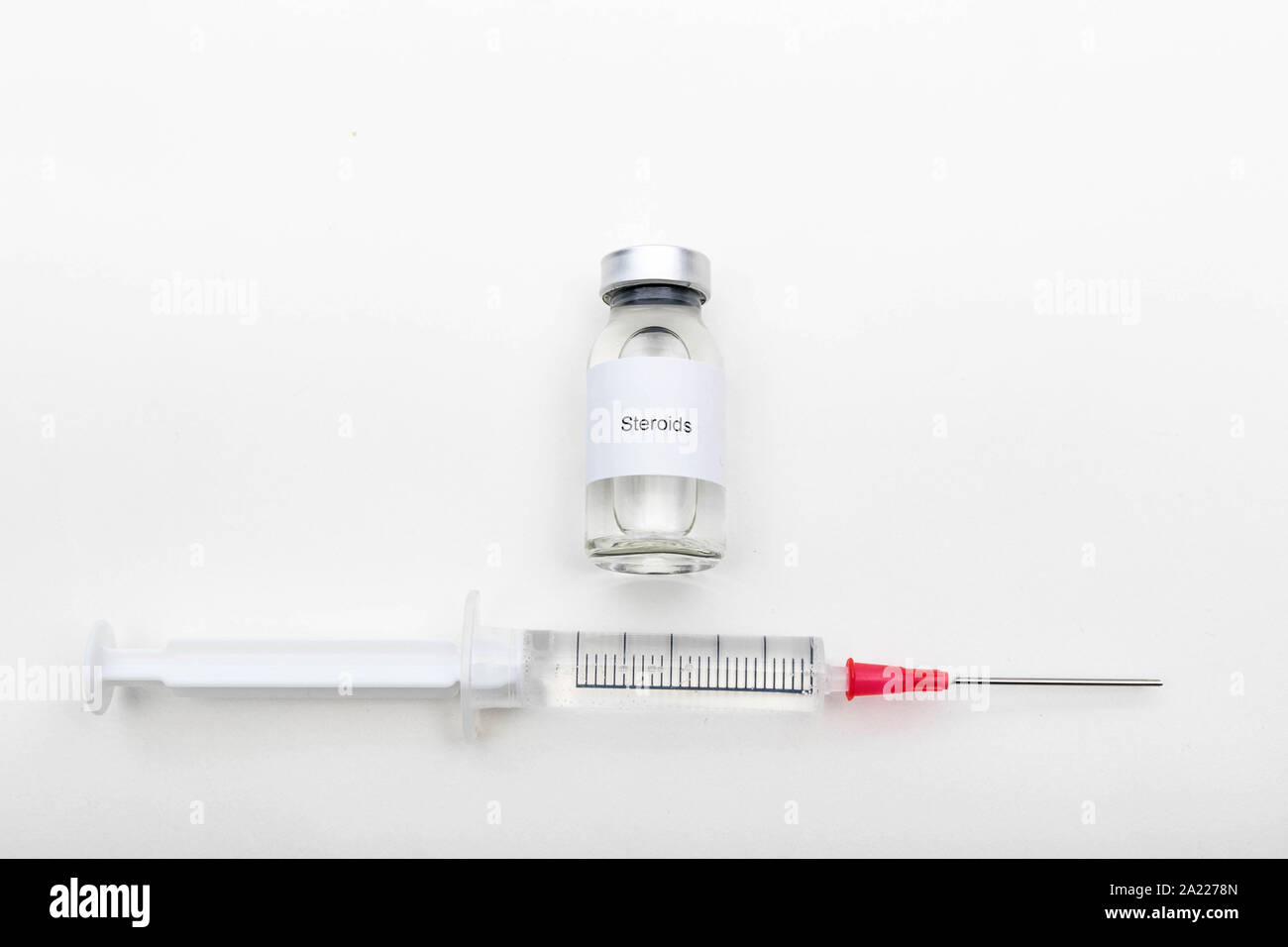 Medical concept showing medical a medical vial reading Steroids and a ...