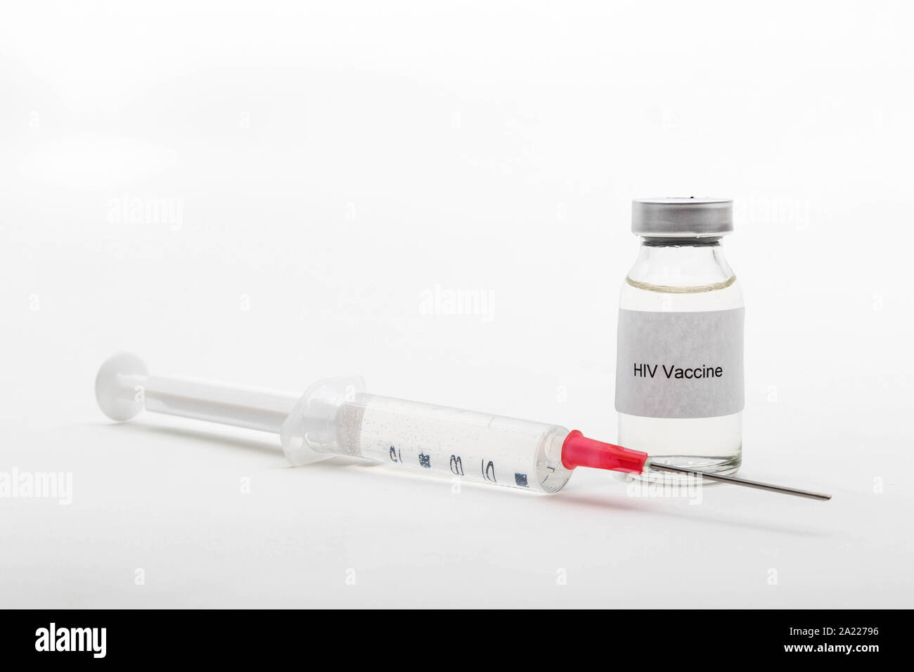 Medical concept showing medical a medical vial reading HIV Vaccine and ...