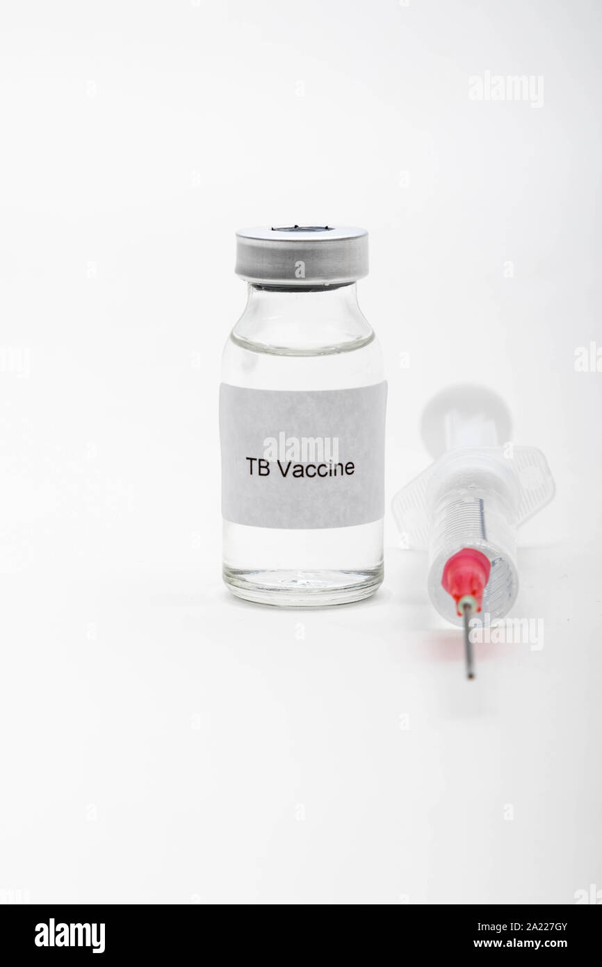 Medical concept showing medical a medical vial reading TB Vaccine with ...