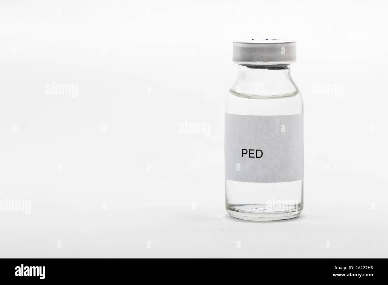 Medical concept showing medical a medical vial reading PED Stock Photo ...