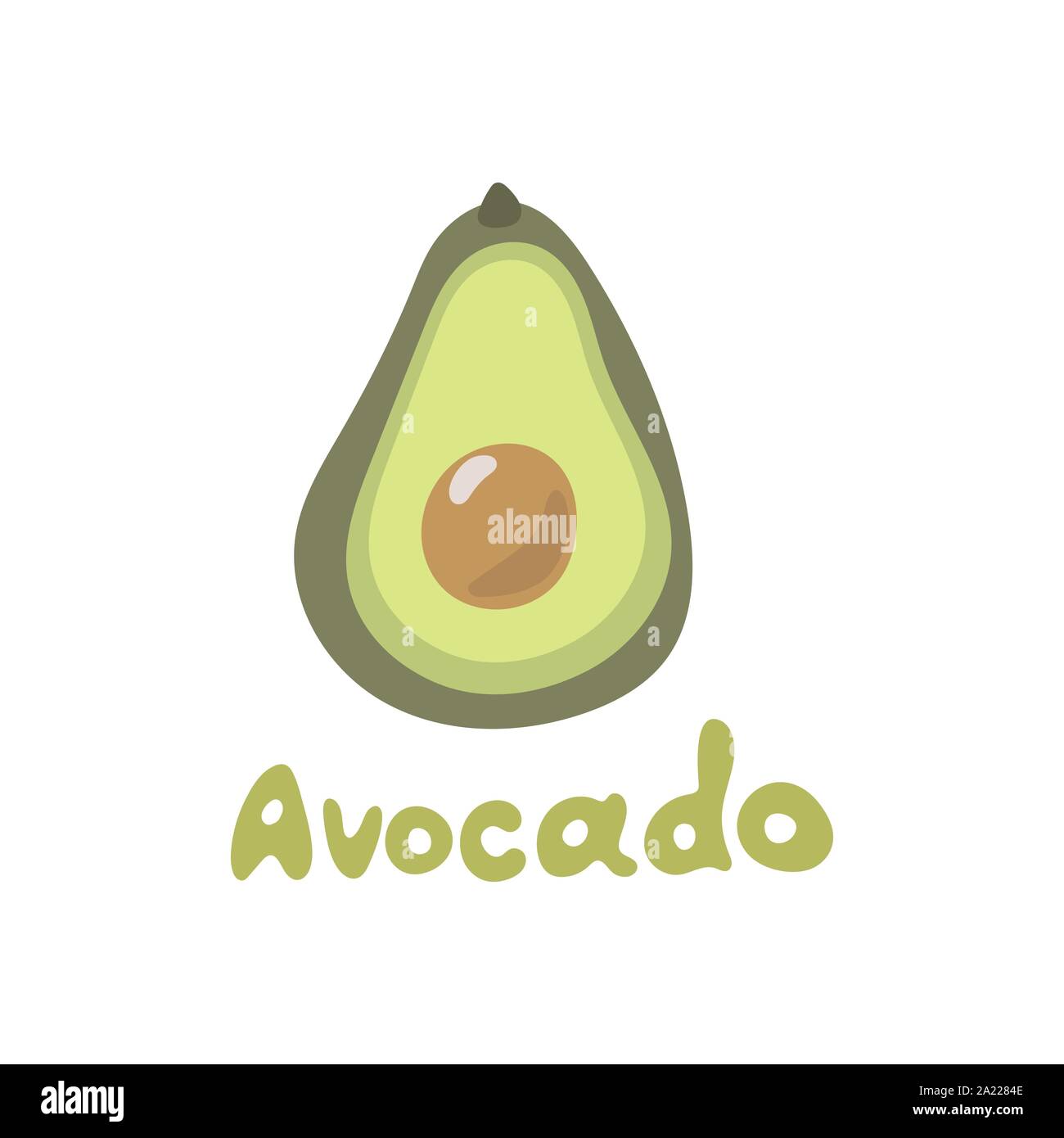 Avocado. Hand drawn doodle cartoon icon with text. Vector illustration ...