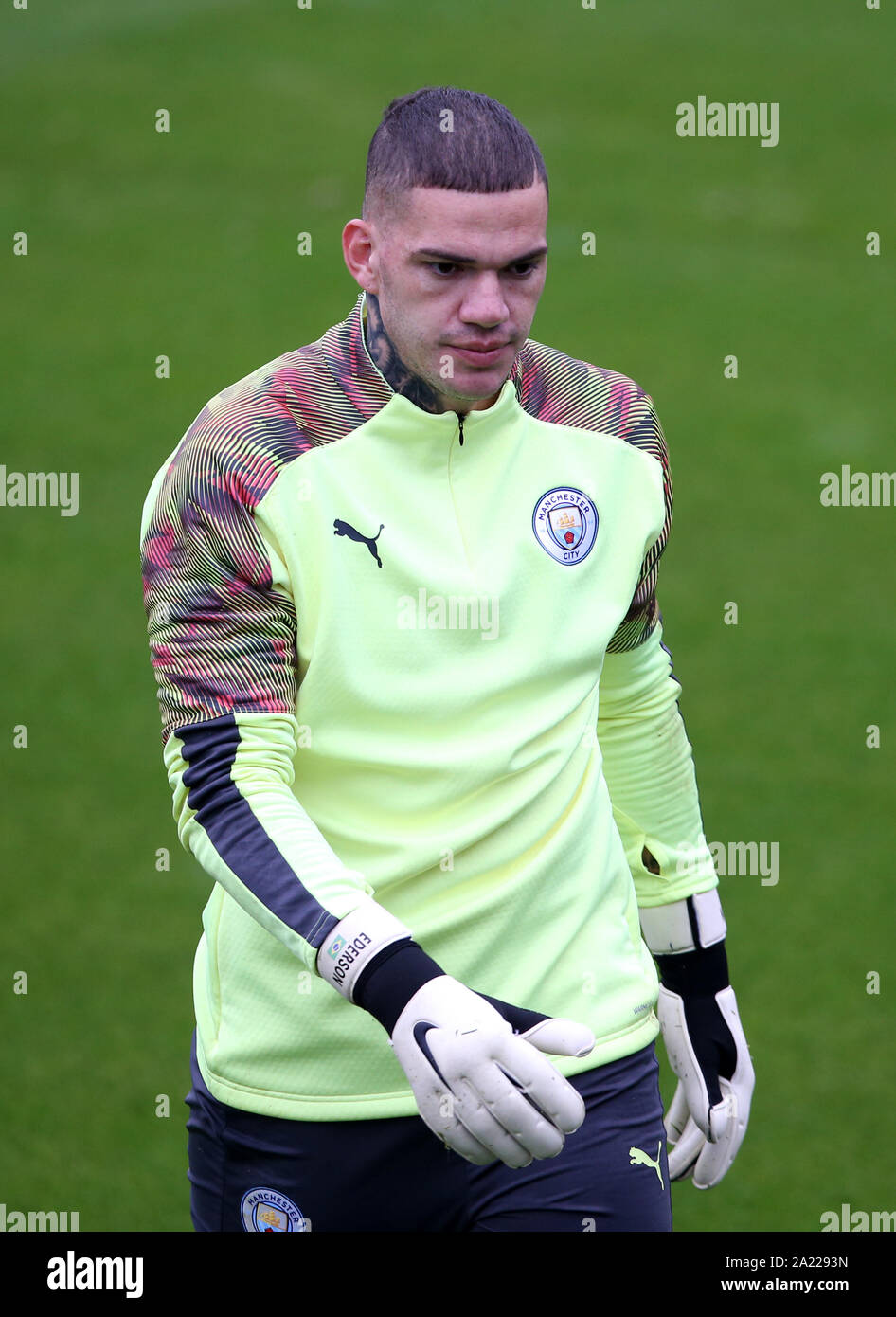 Manchester City goalkeeper Ederson during the training session at the ...