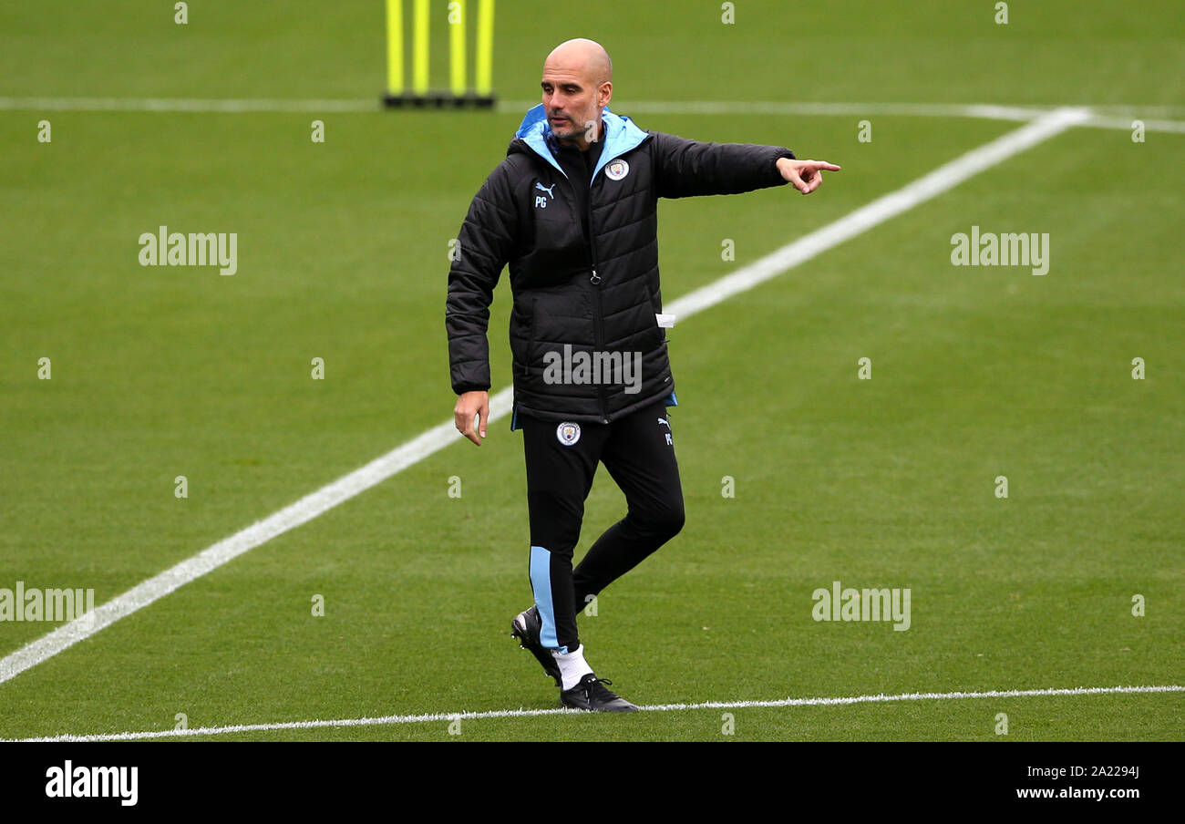 Manchester City manager Pep Guardiola during the training session at ...
