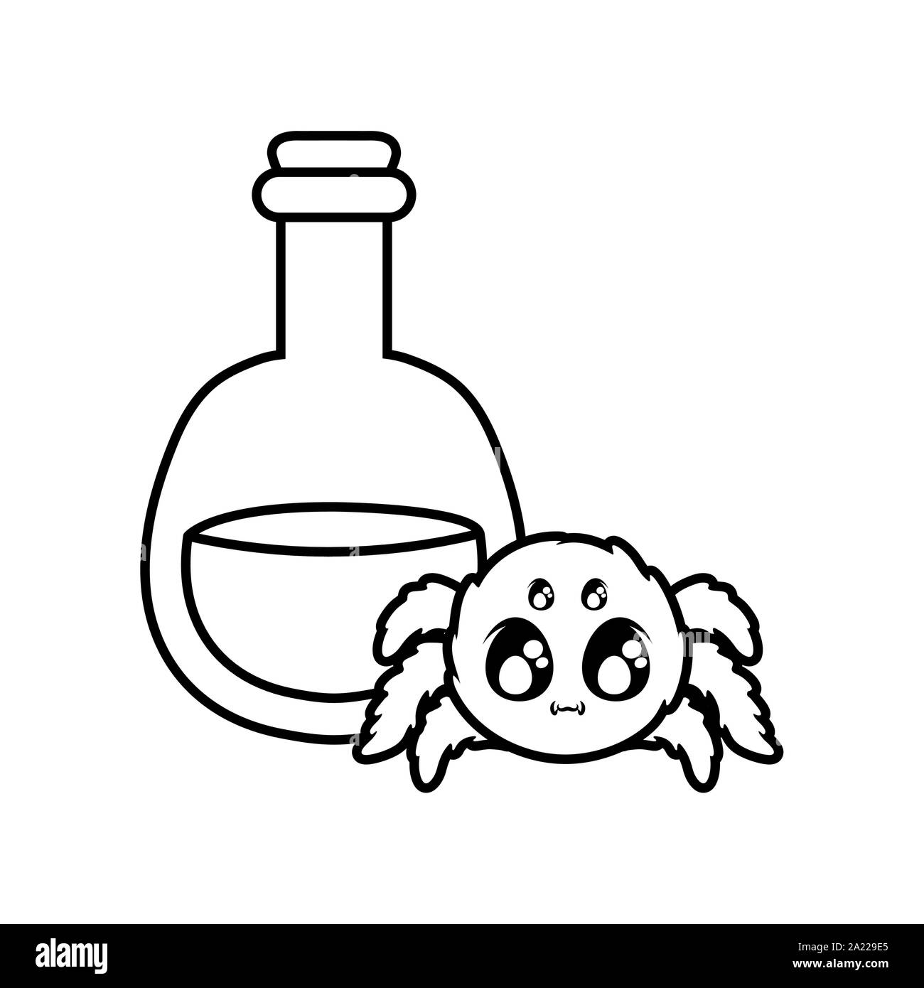 creepy spider animal with potion on white background vector ...