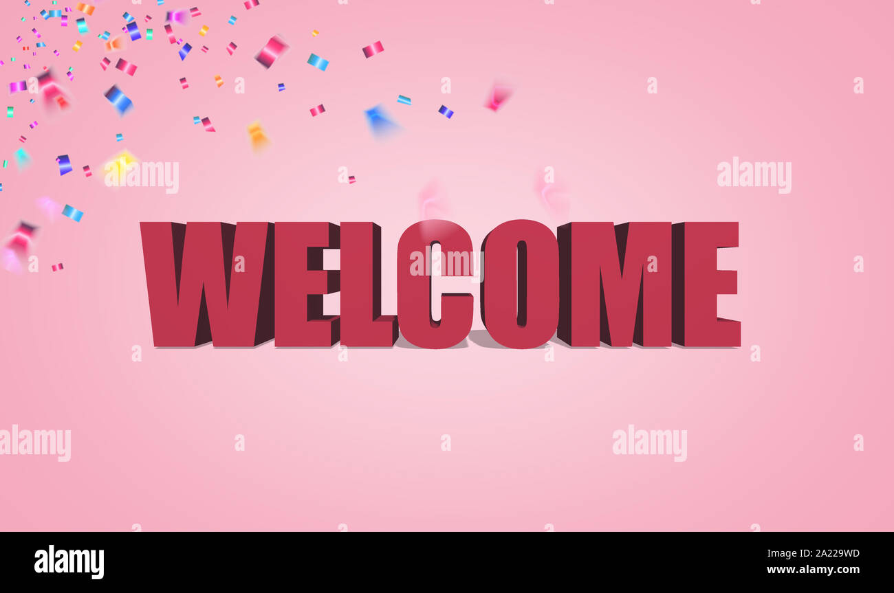 welcome write text confetti and colors Stock Photo - Alamy