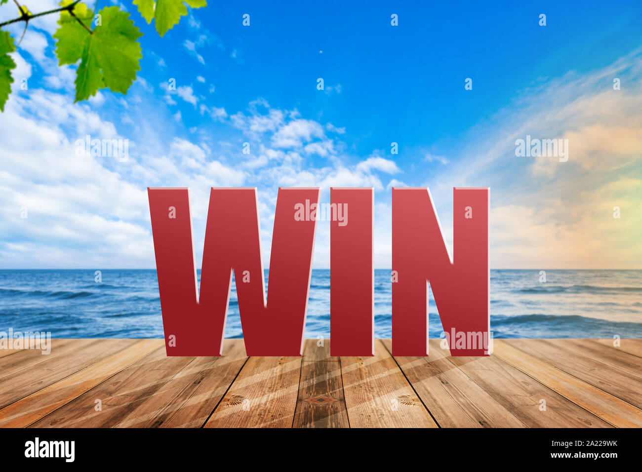 win sign with sea landscape Stock Photo - Alamy