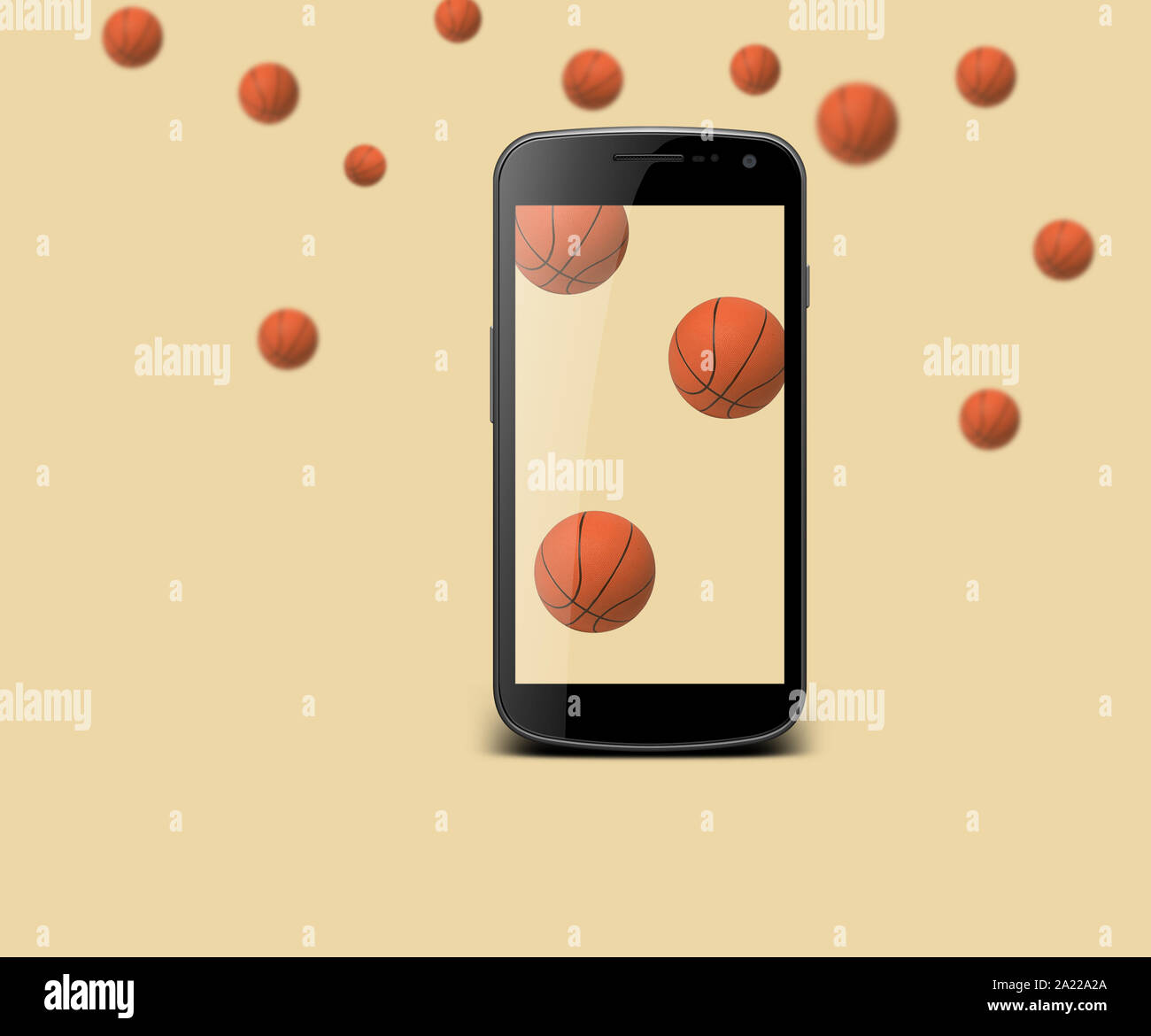 basketball in smart phone screen Stock Photo - Alamy