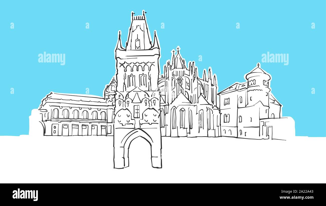 Prague skyline drawing hi-res stock photography and images - Alamy