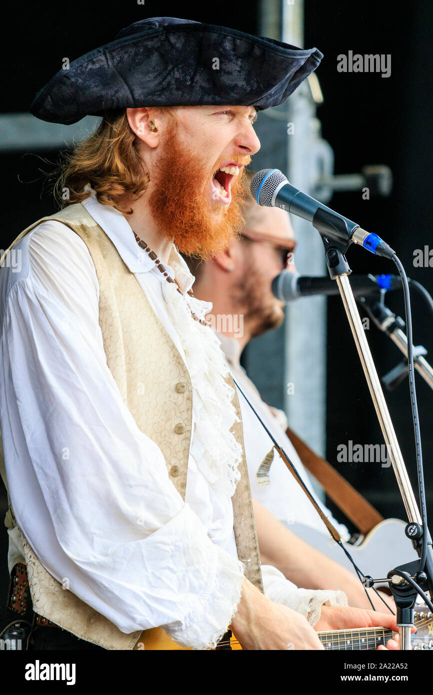Pirates Day, Hastings. Lead singer and guitarist from the pirate group ...
