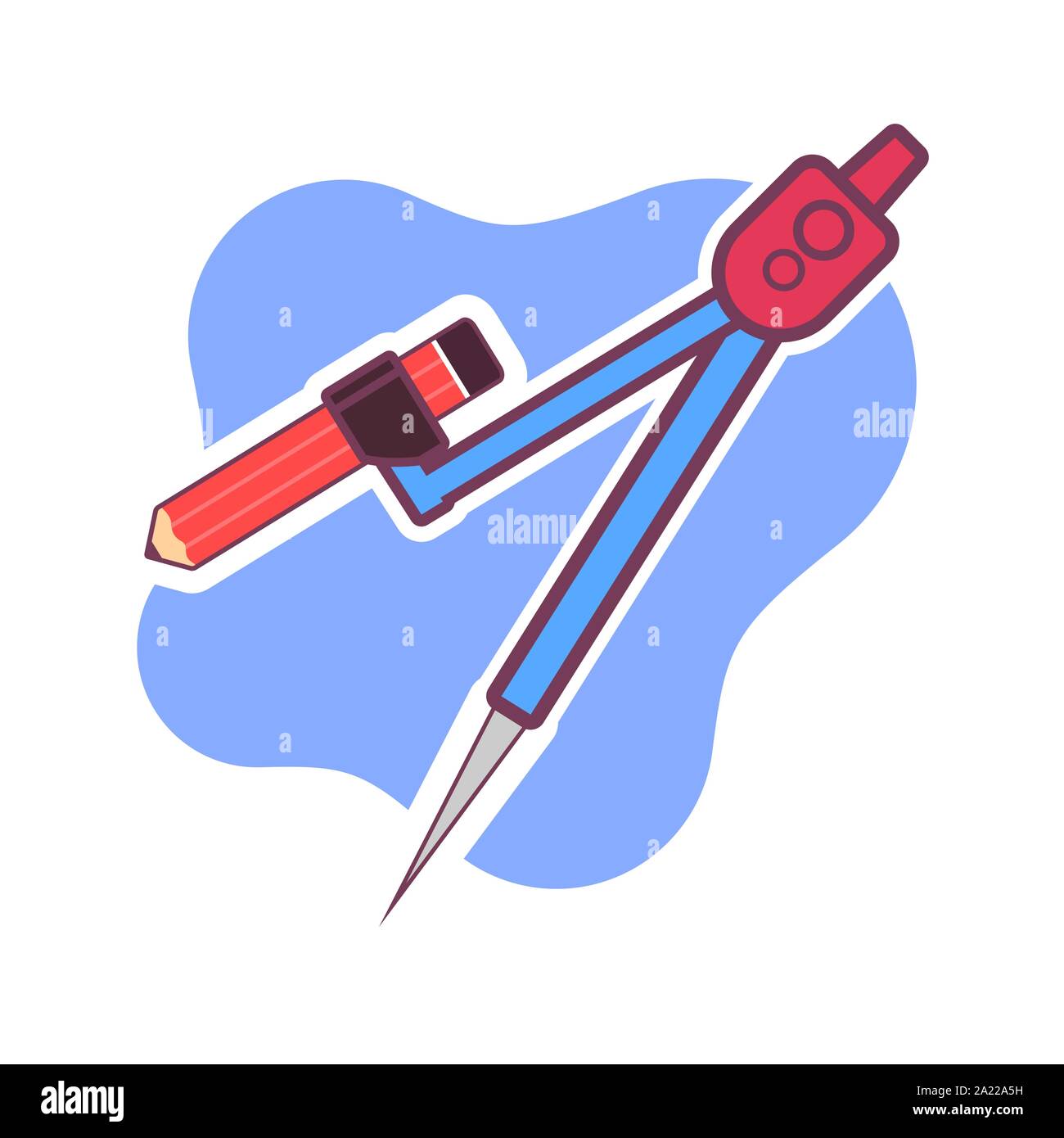 school compass vector illustration. school office supplies, creativity ...