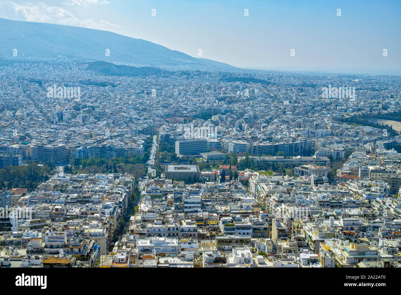 Athens, capital of Greece, in spring, view from hill, cityscape with ...