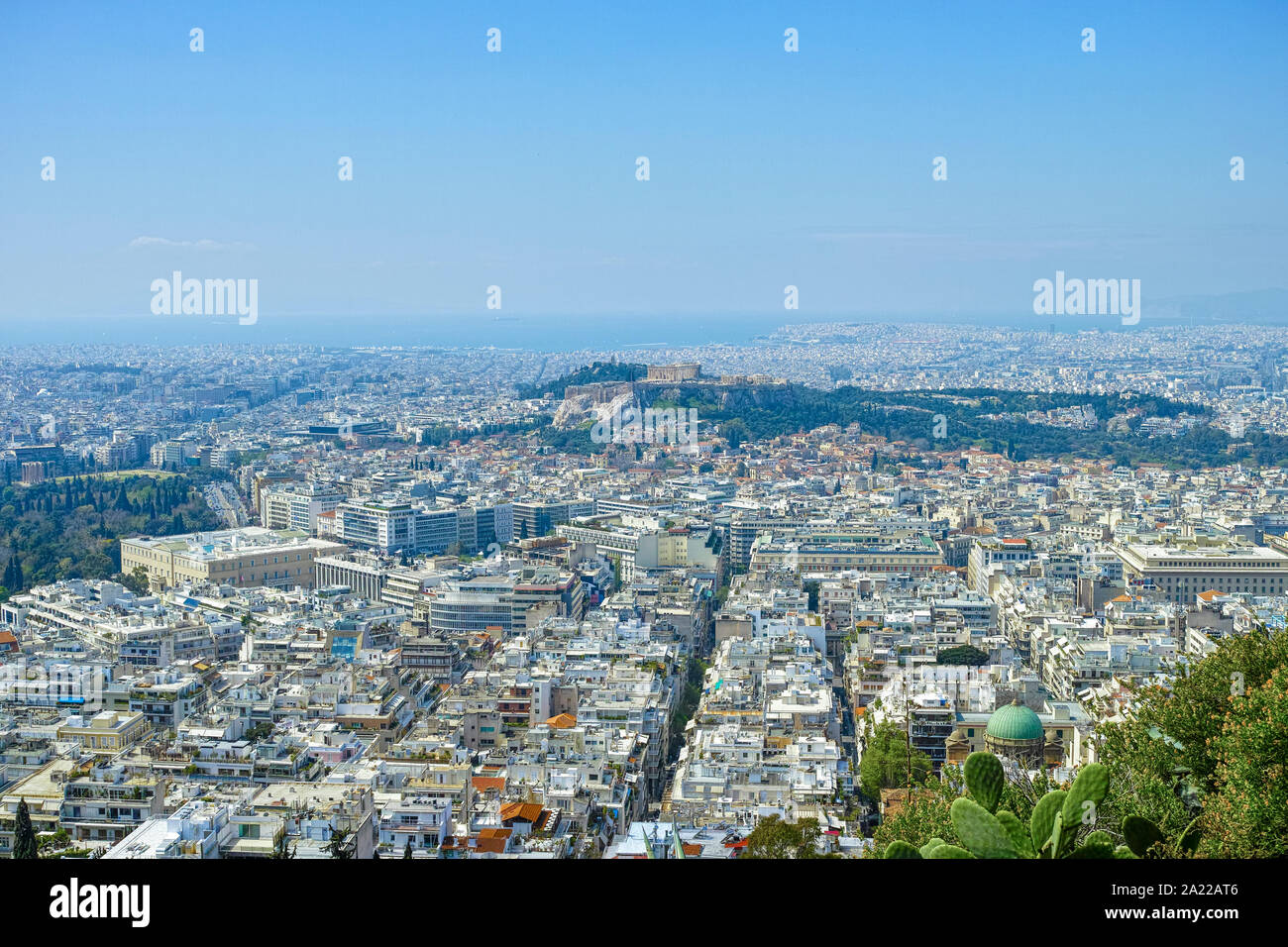 Athens, capital of Greece, in spring, view from hill, cityscape with ...