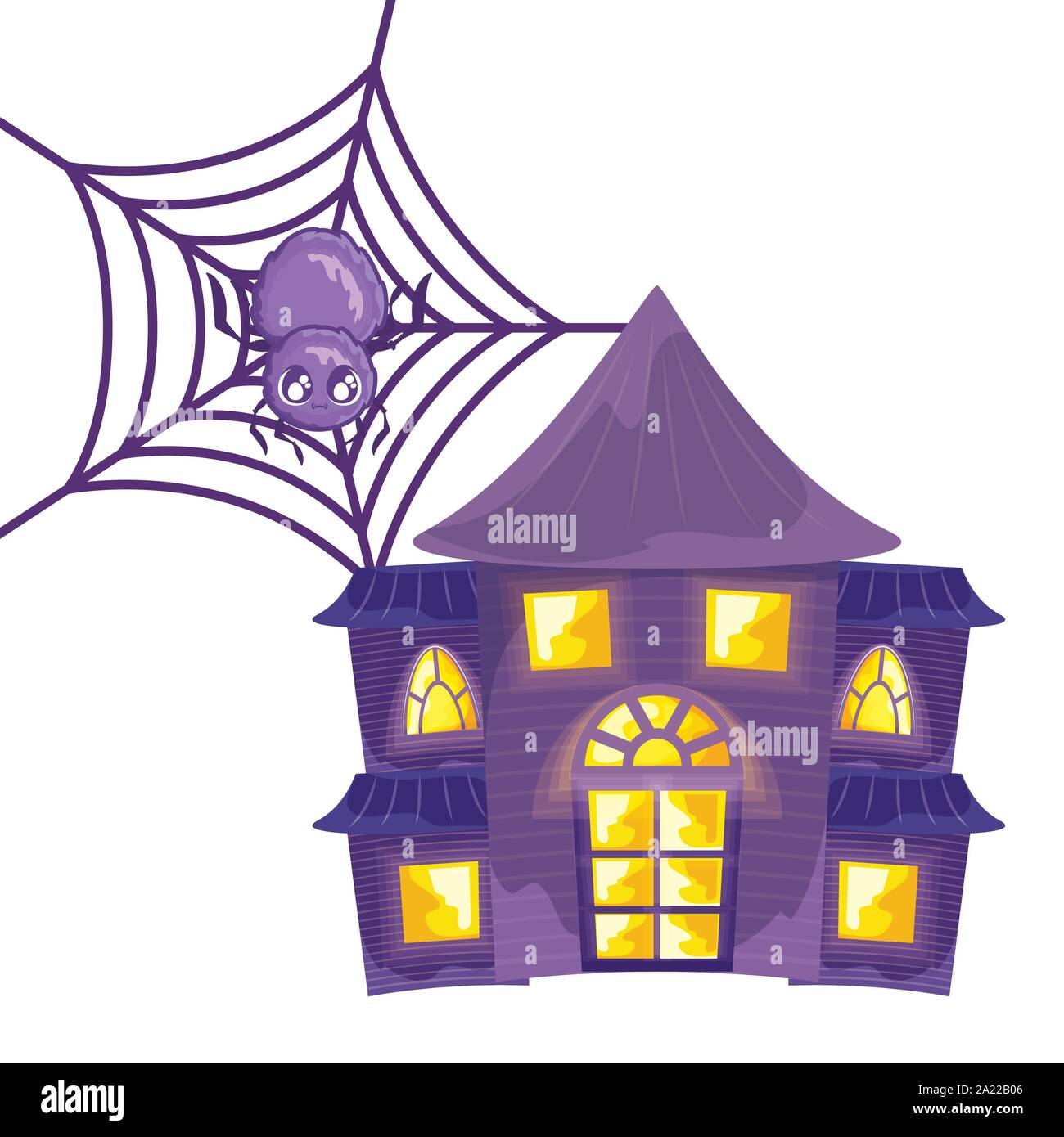 halloween horror house with spider on white background vector ...