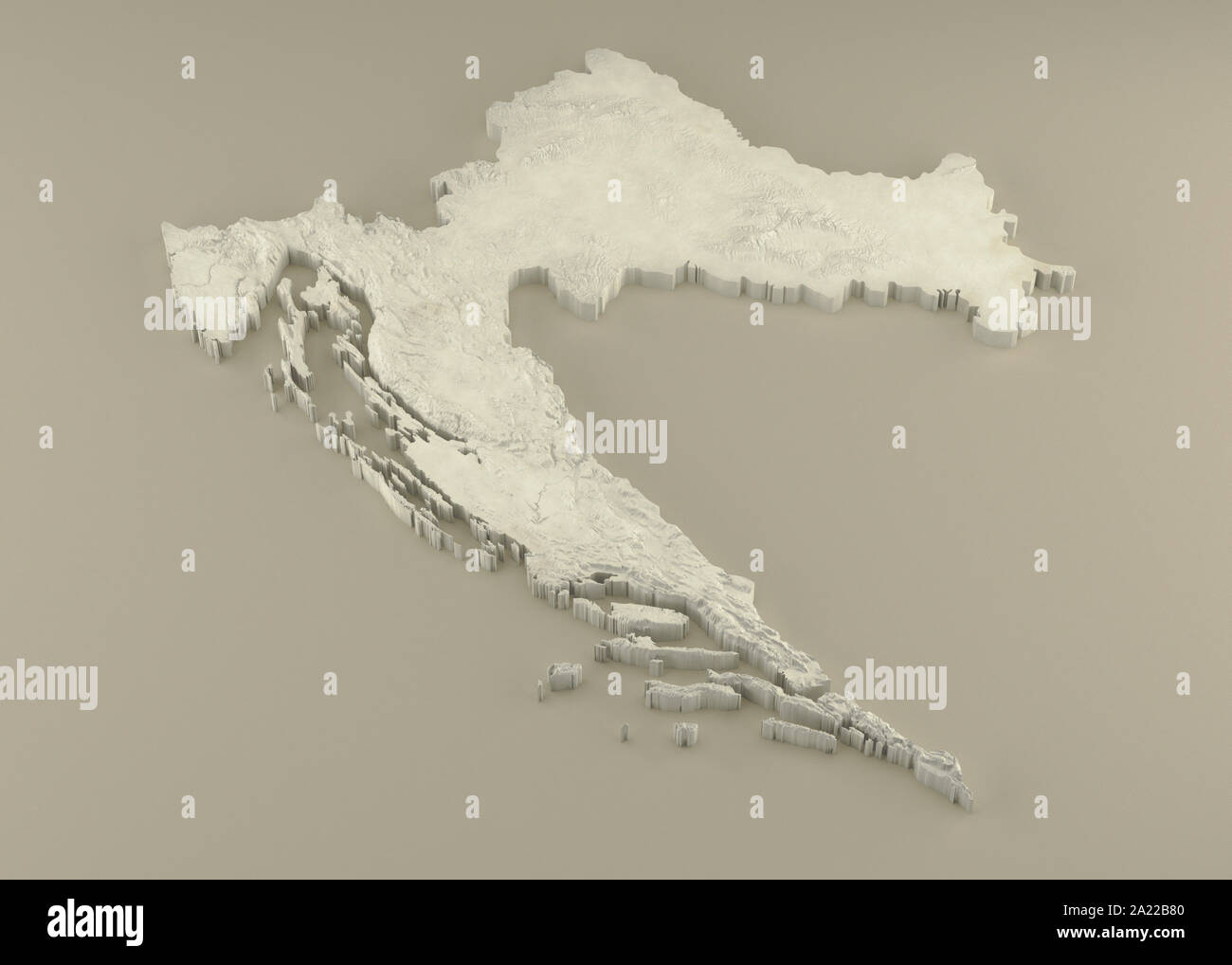Extruded 3D political Map of Croatia with relief as marble sculpture on ...