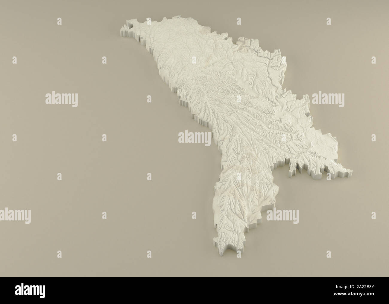 Extruded 3D political Map of Moldova with relief as marble sculpture on ...