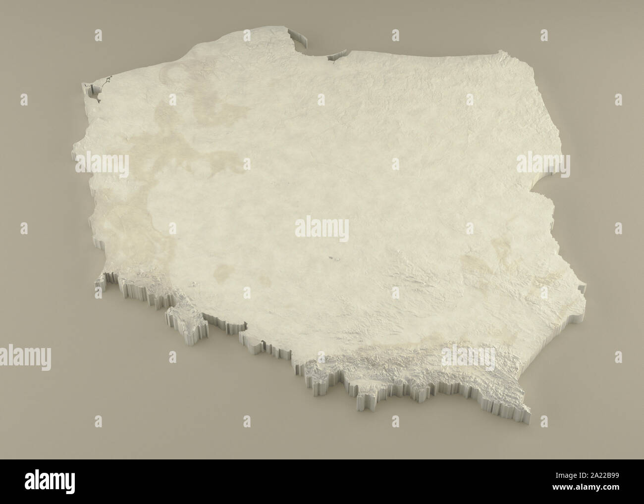 Extruded 3D political Map of Poland with relief as marble sculpture on ...