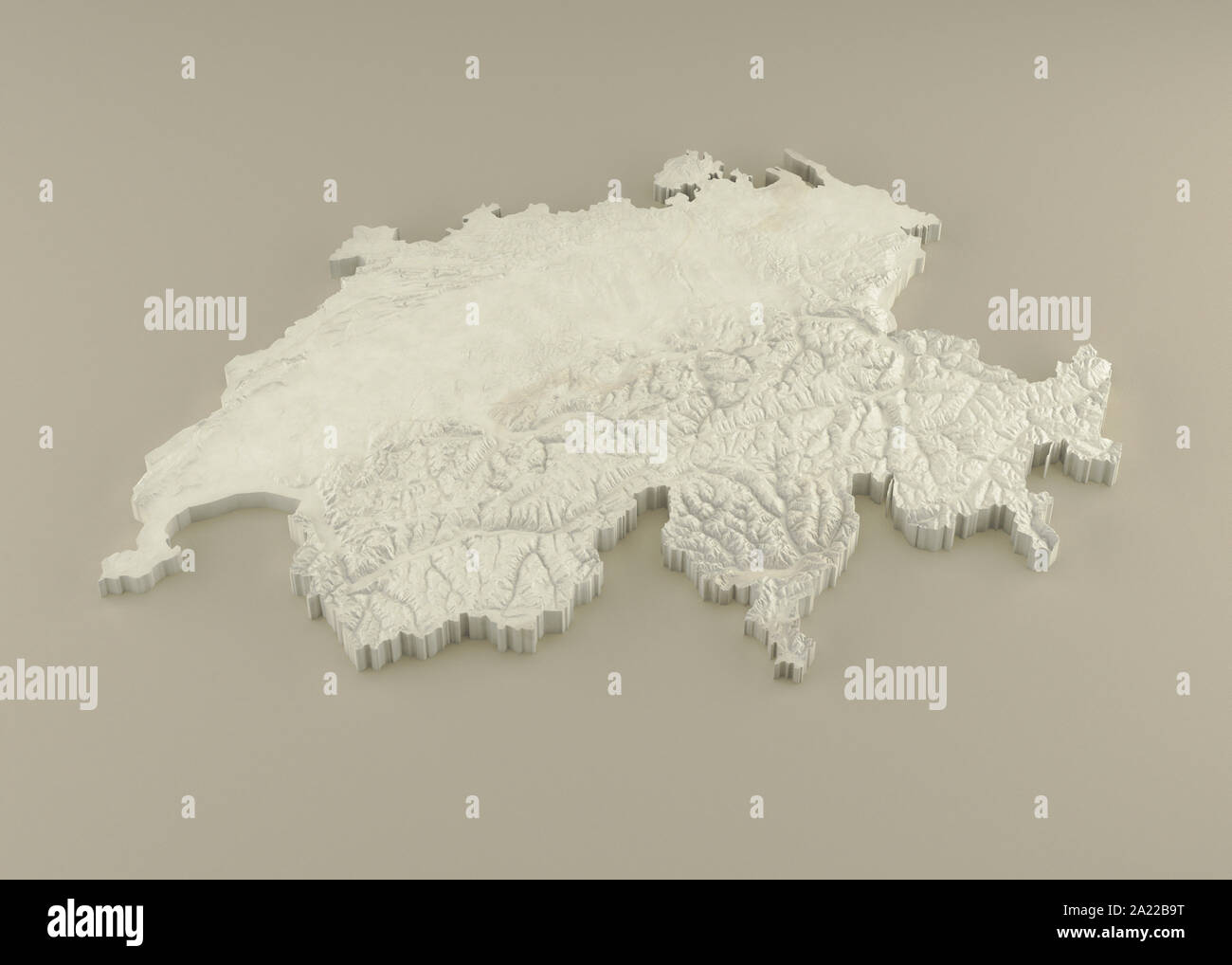 Extruded 3D political Map of Switzerland with relief as marble ...