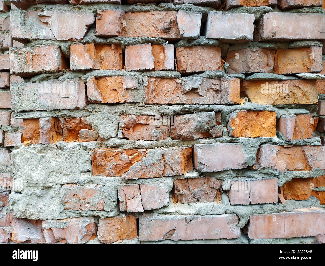 Wall of red beaten brick. Background from a brick of red color Stock ...