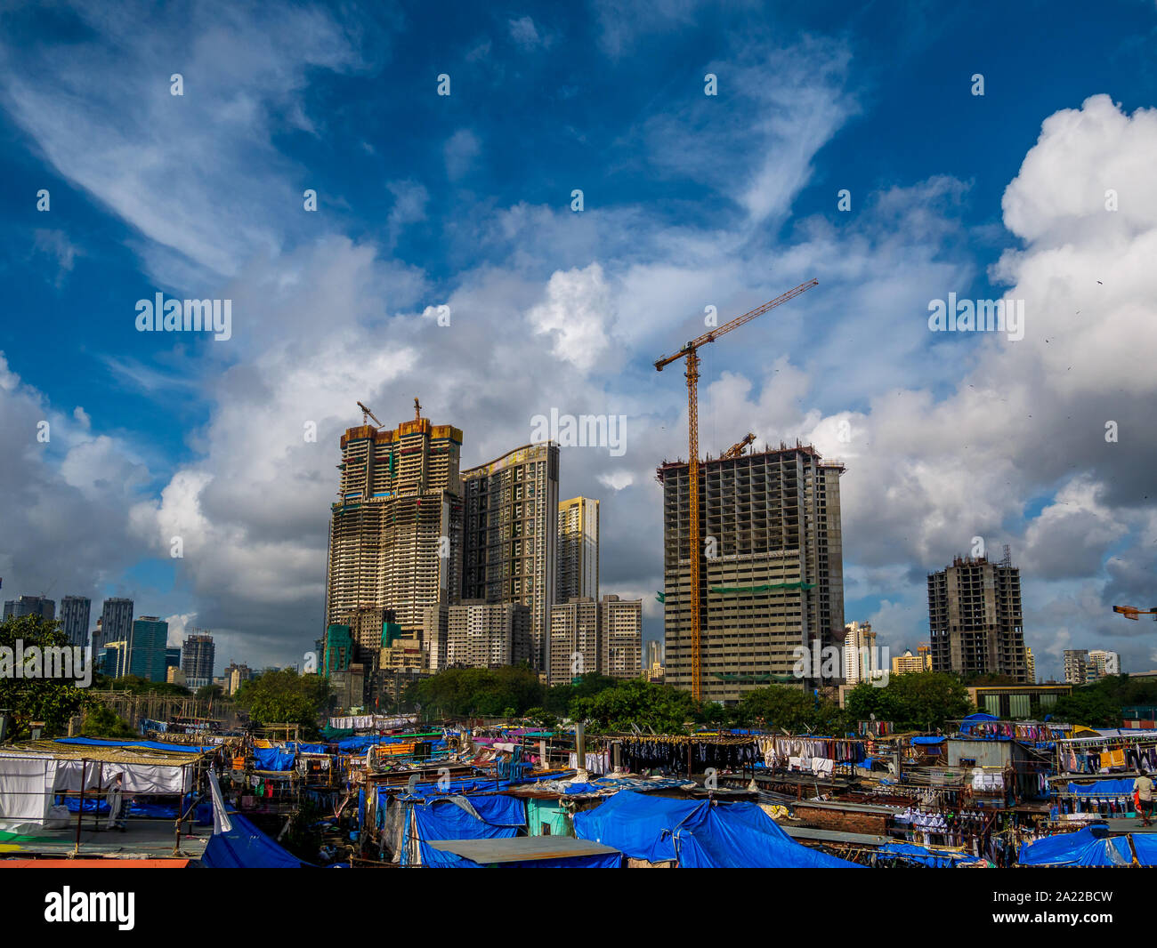 Mumbai, India - September 28,2019 : Mumbai cityscape. Tall buildings in ...