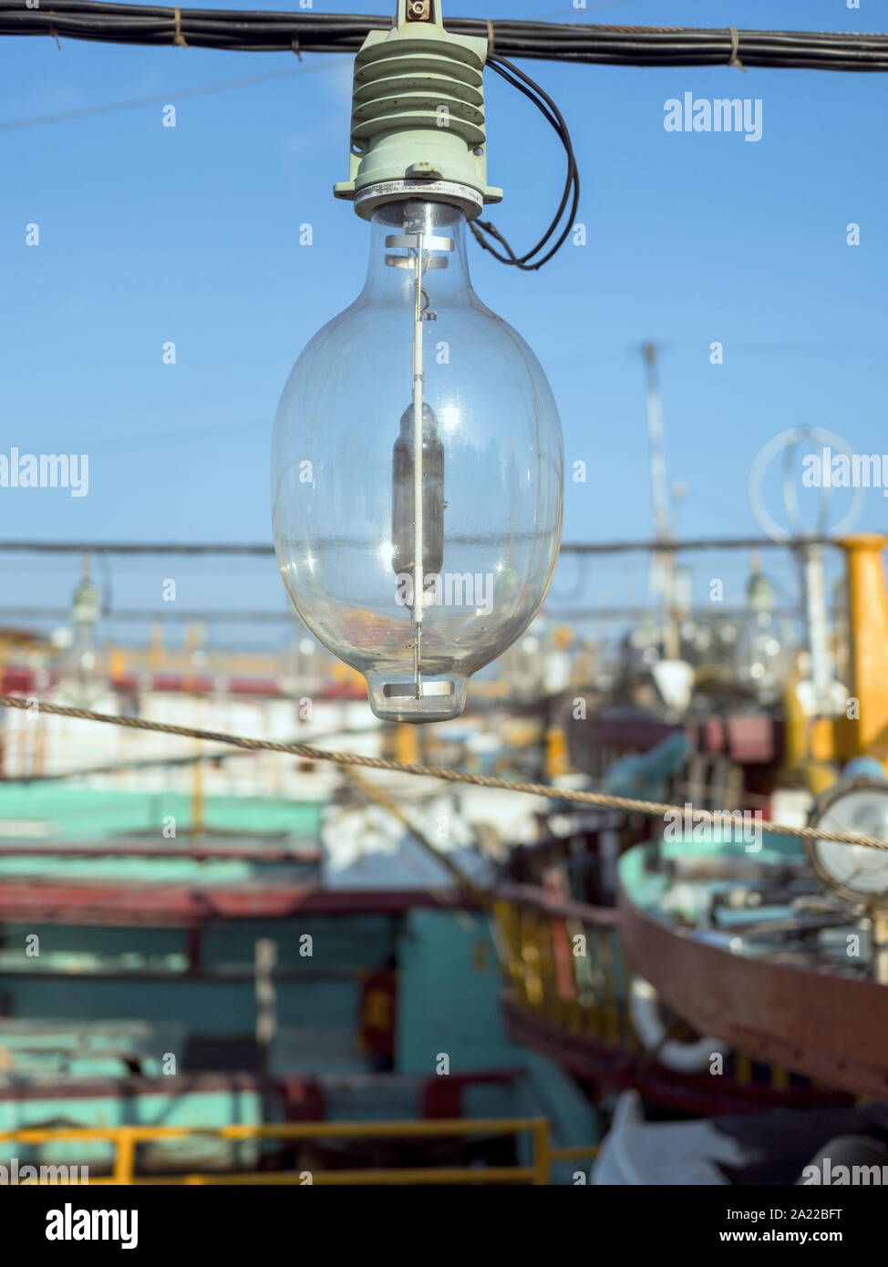 Bulb fitting at fishing boat, Bali, Indonesia Stock Photo - Alamy