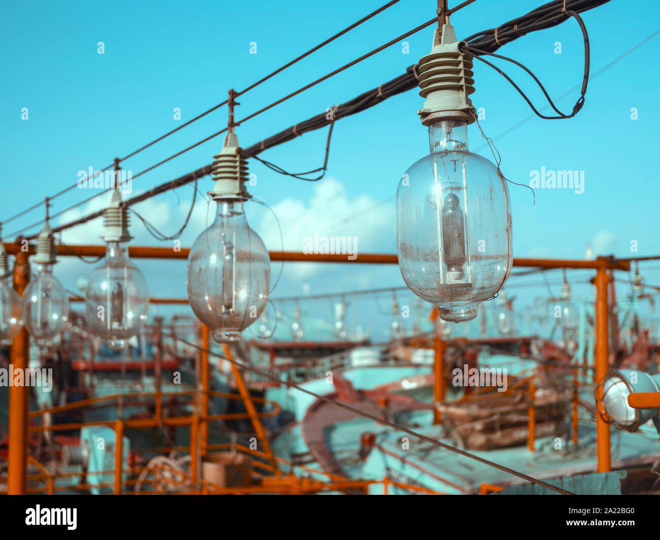 Bulb fitting at fishing boat, Bali, Indonesia Stock Photo - Alamy