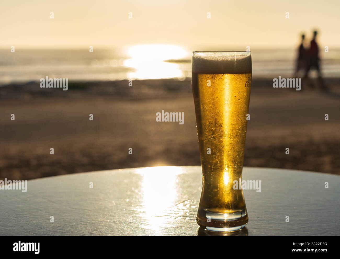 A beer in a beach bar Stock Photo - Alamy