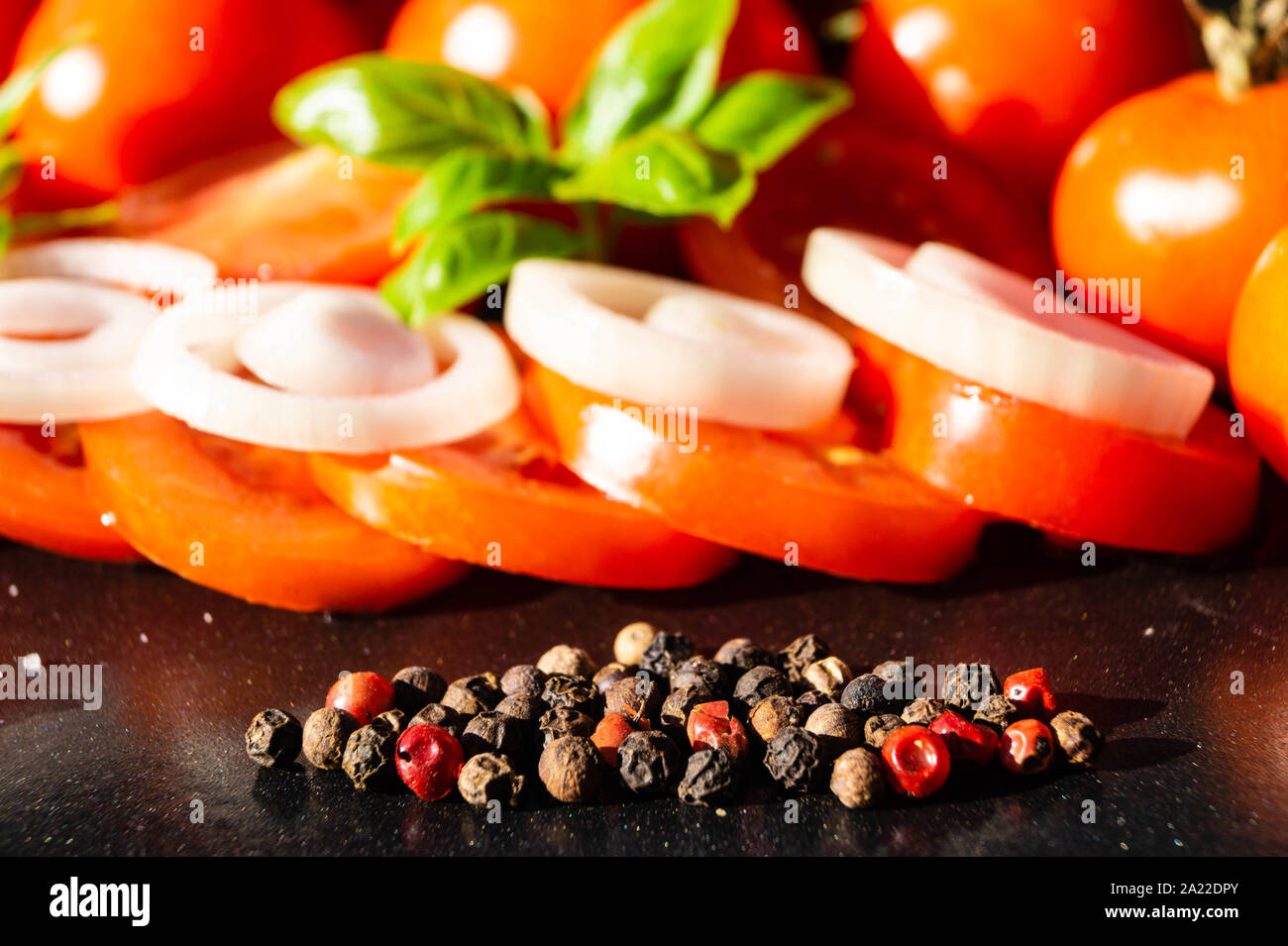round red Tomato Solanum lycopersicum for a salad Stock Photo - Alamy