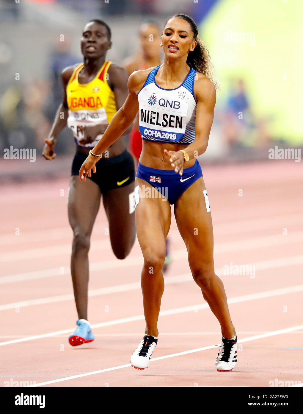 Great Britain's Laviai Nielsen crosses the finish line in 2nd place in ...