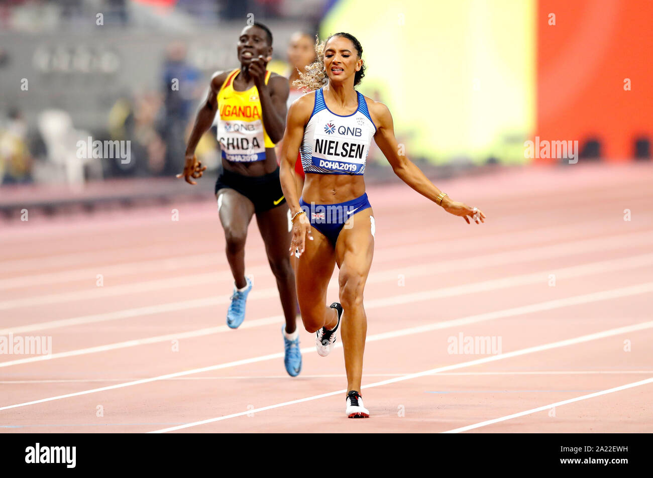 Great Britain's Laviai Nielsen crosses the finish line in 2nd place in ...