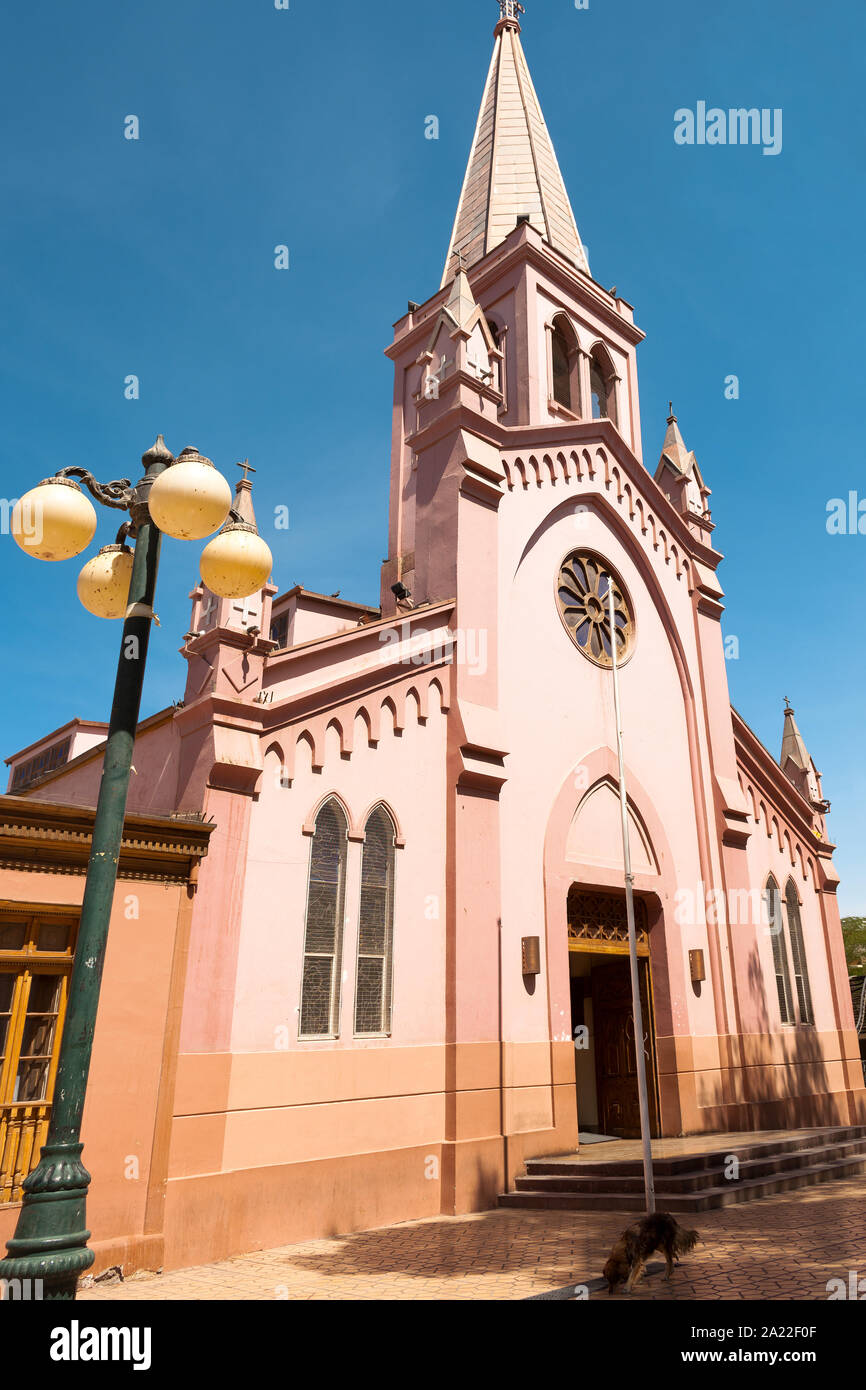 Church at PLaza de Armas, the main square of Calama, a mining town in ...
