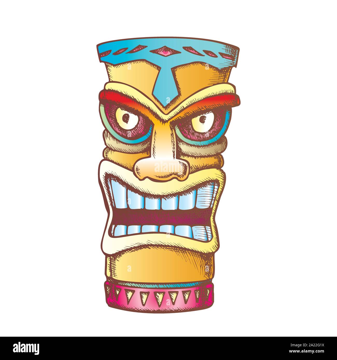 Tiki Idol Carved Wood Statue Color Vector Stock Vector Image & Art - Alamy