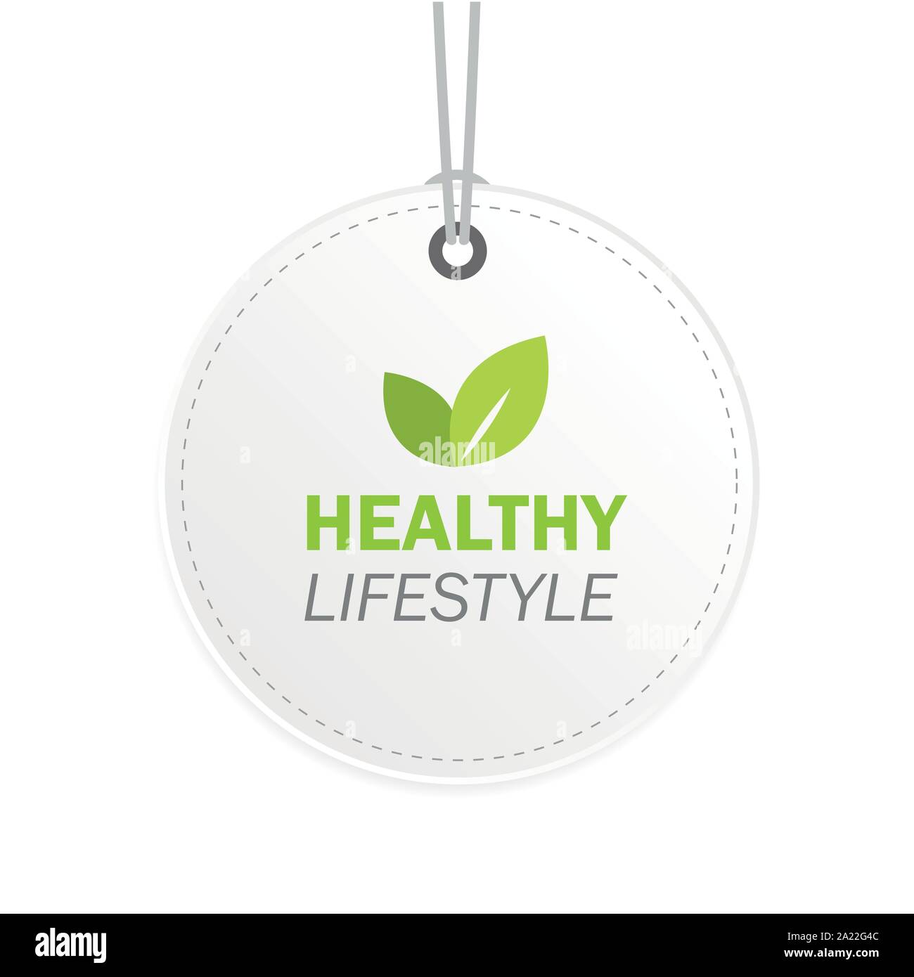 healthy lifestyle typography on a white hanging label vector ...