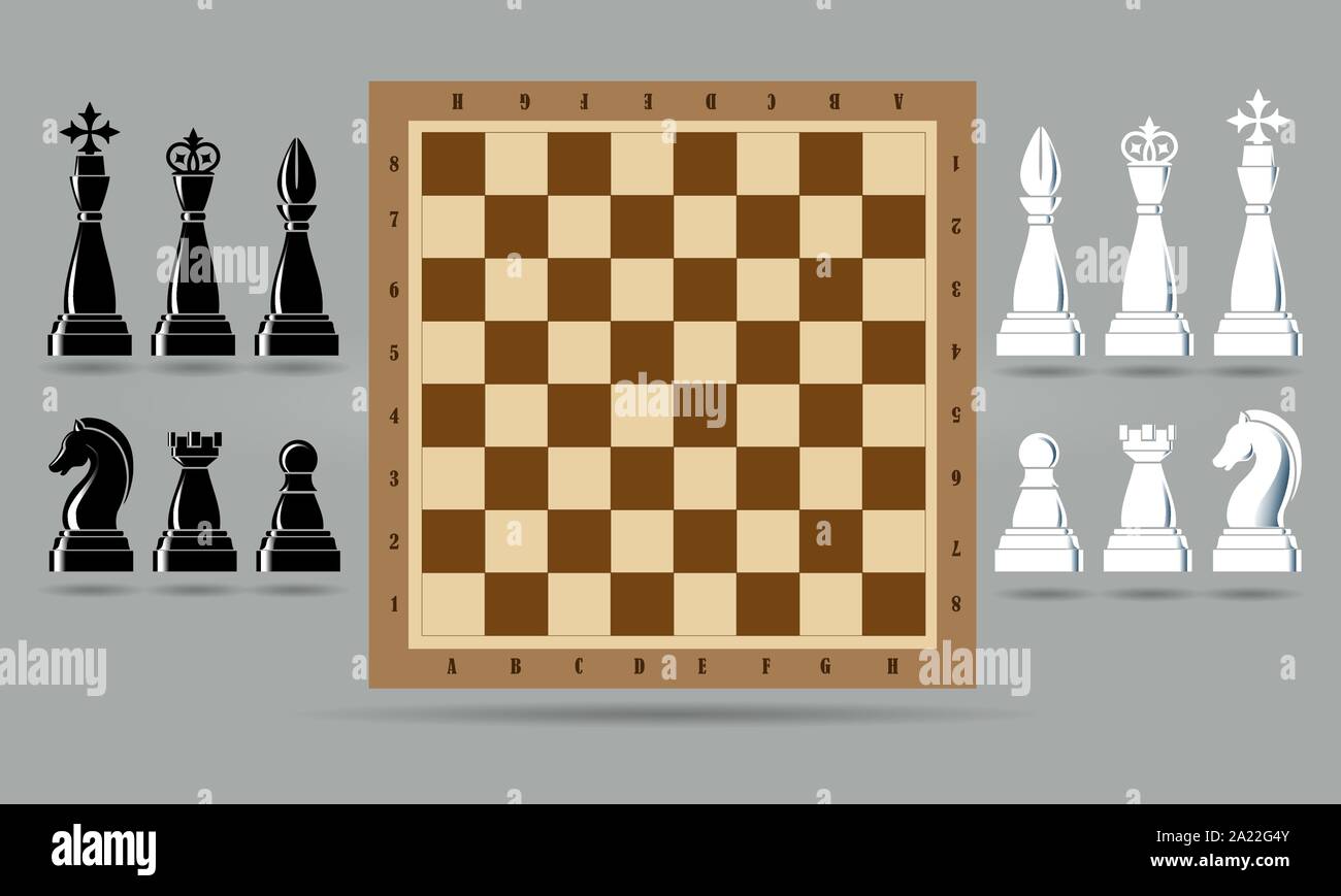 Chess board and pieces set. Vector illustration Stock Vector Image ...