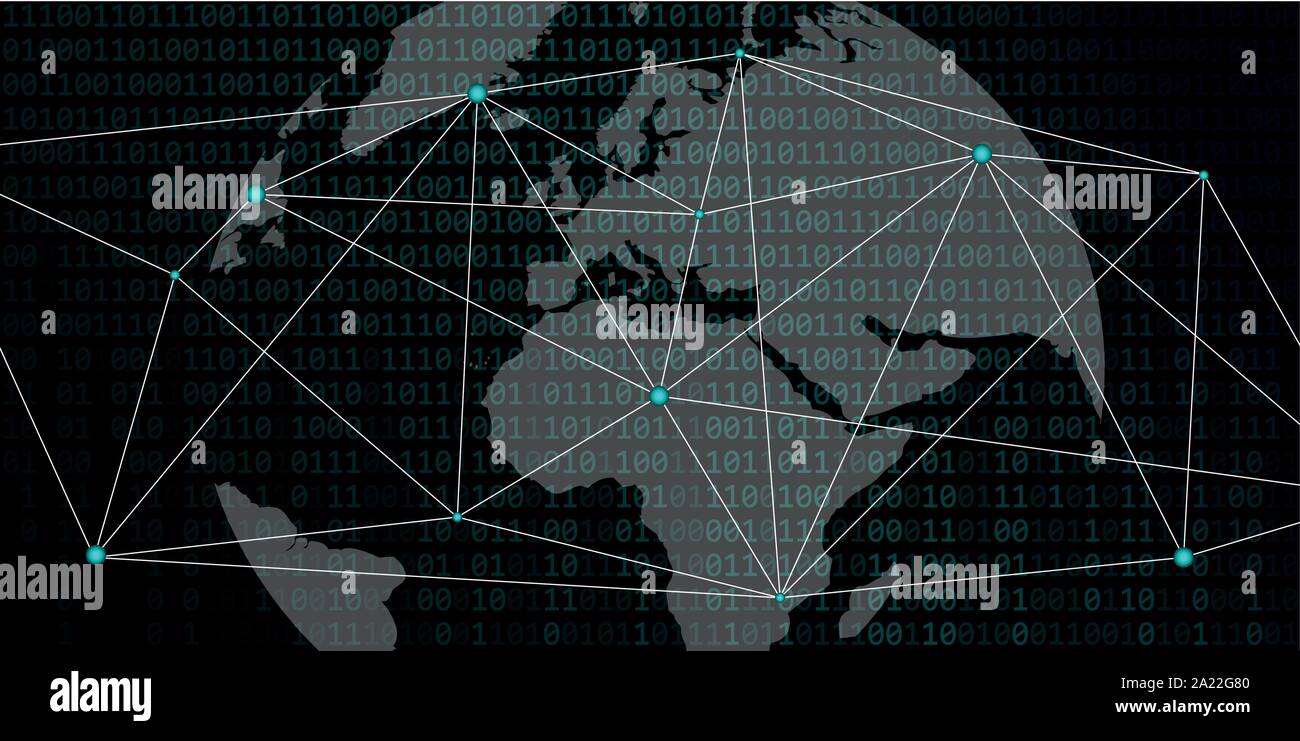 Digital Network World With Binary Code Background Vector Illustration Eps10 Stock Vector Image