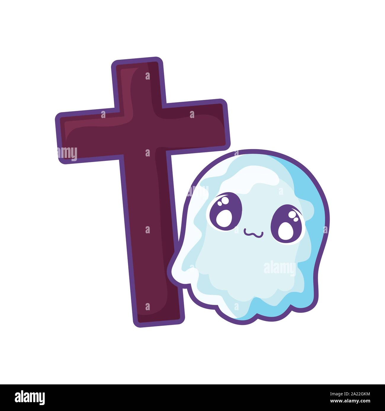 christian cross with ghost on white background vector illustration ...