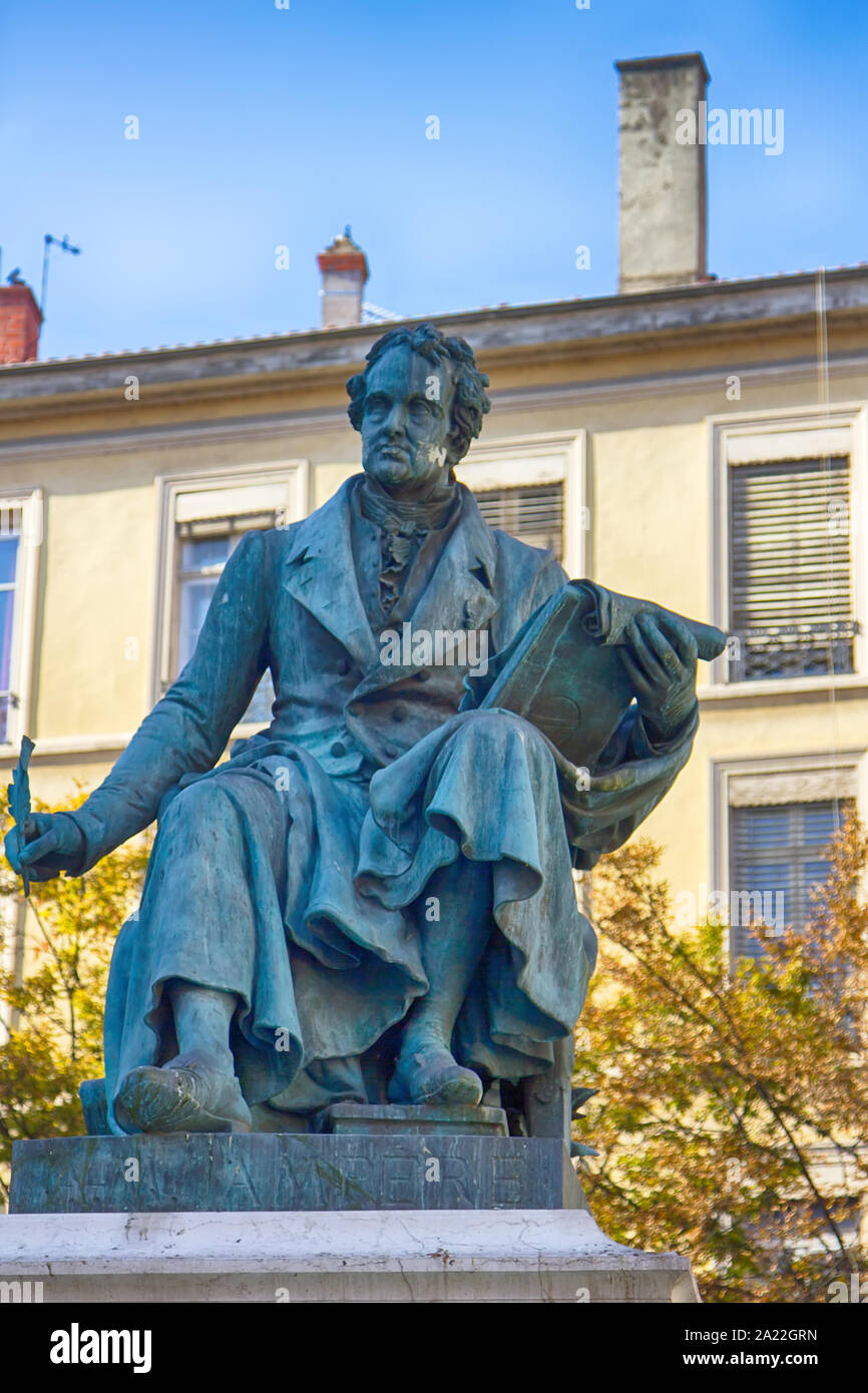 Ampere square and the monument to Andre-Marie Ampere, the great ...