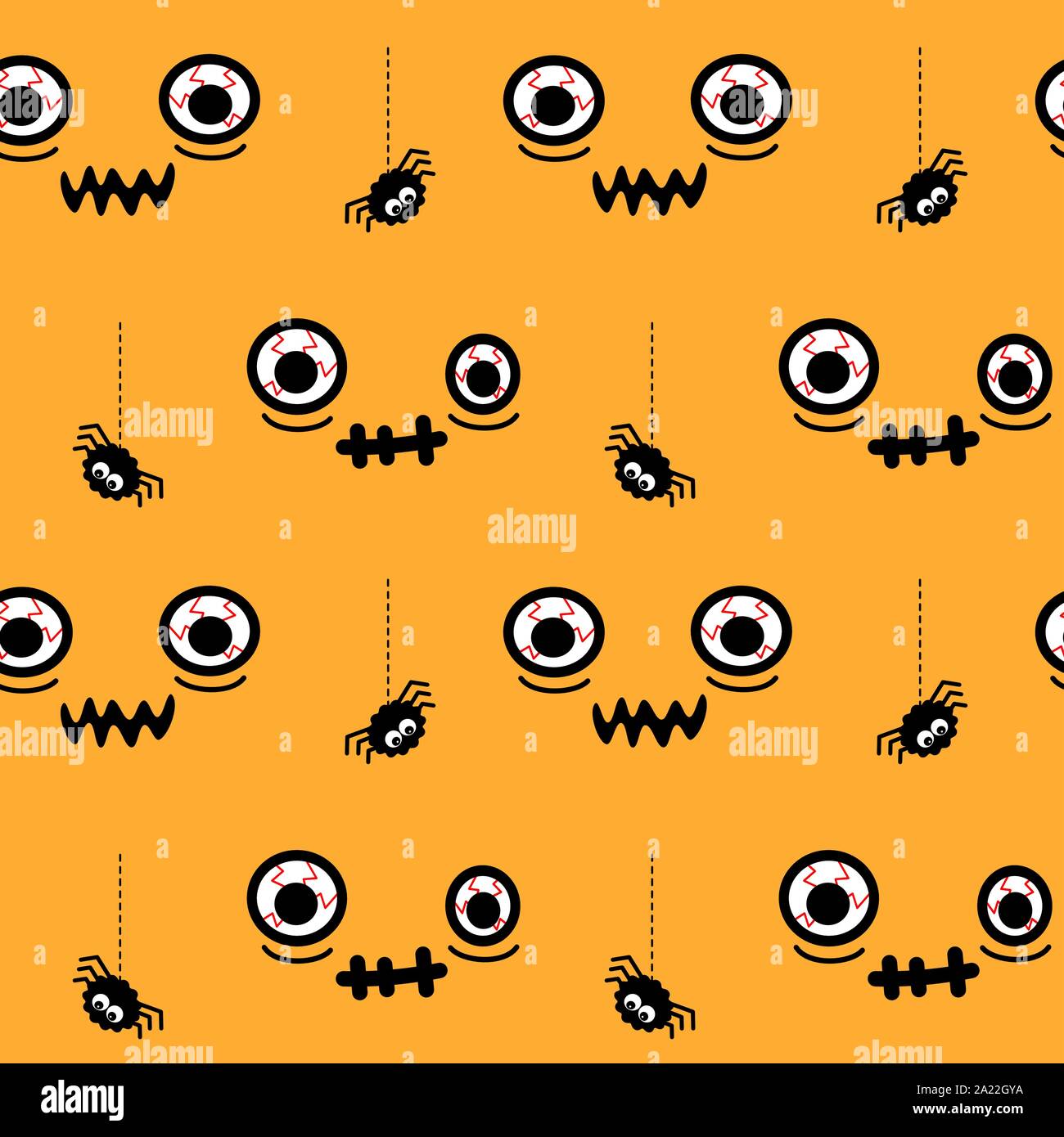 cute cartoon vector halloween seamless pattern illustration with hand ...