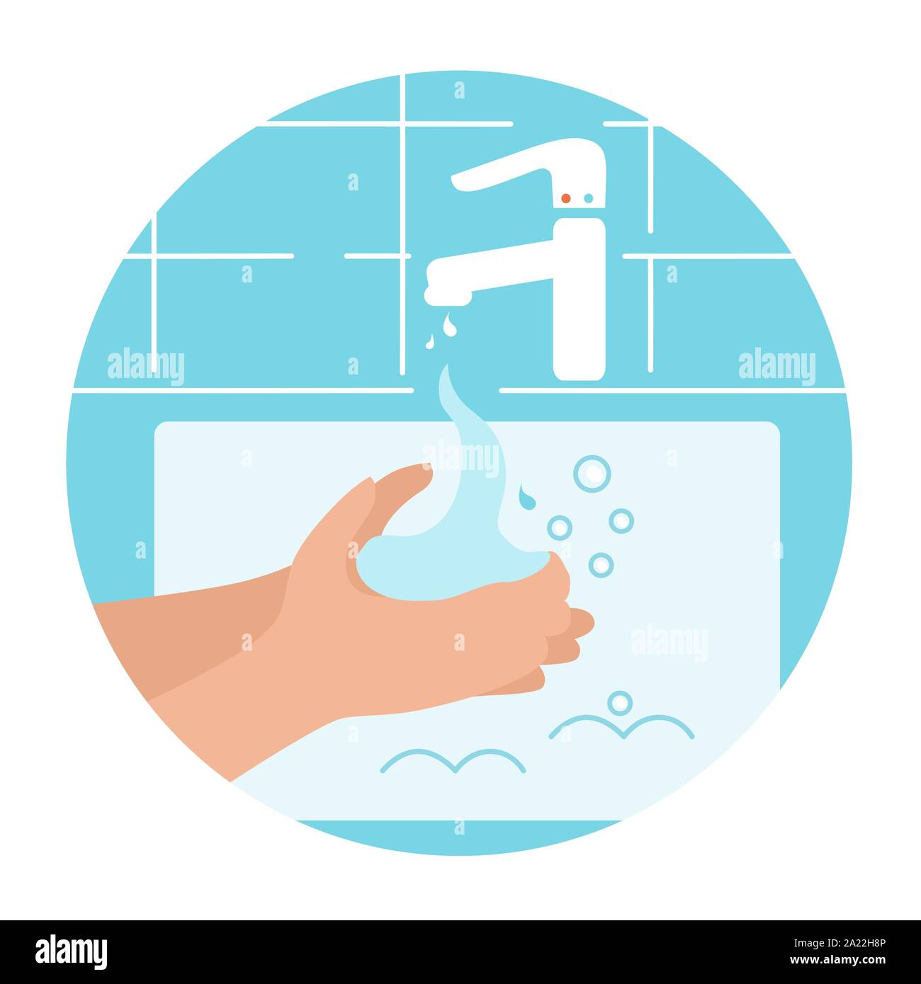 Vector illustrations about washing, hygiene, health care. Faucet in the ...