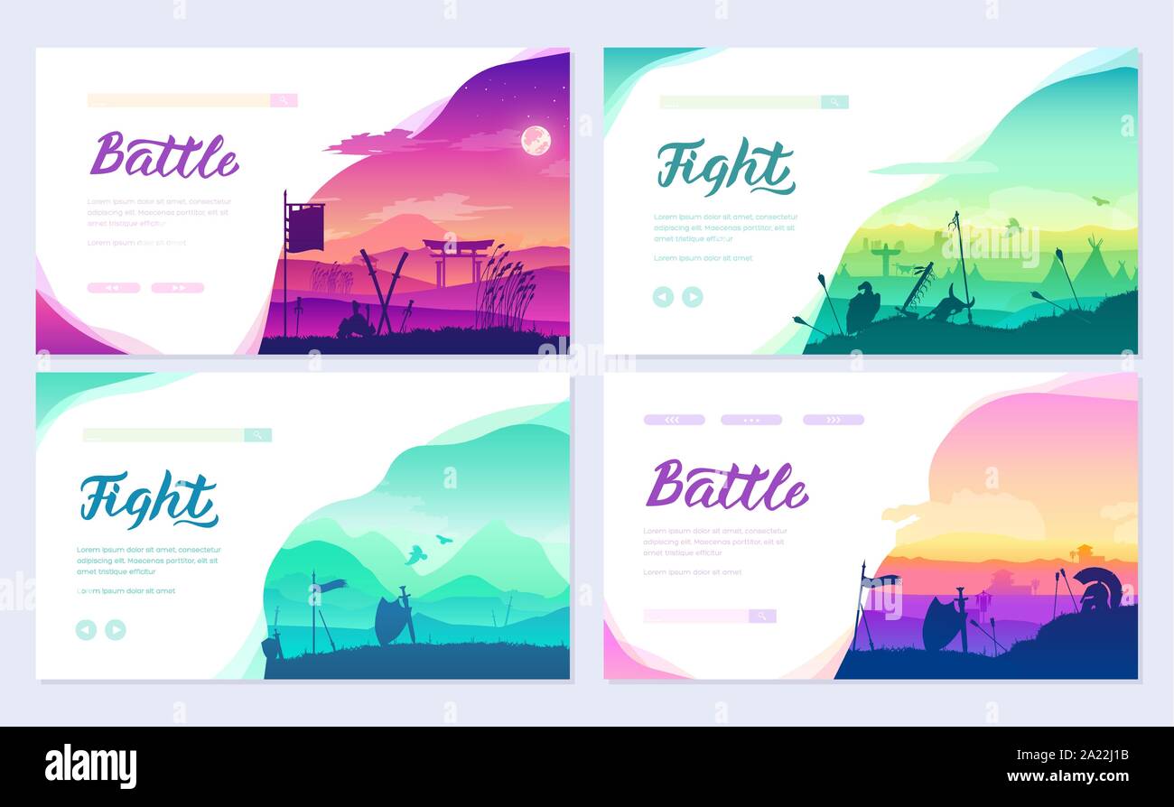 Ancient dead army warriors illustration. Old battlefield silhouette ...