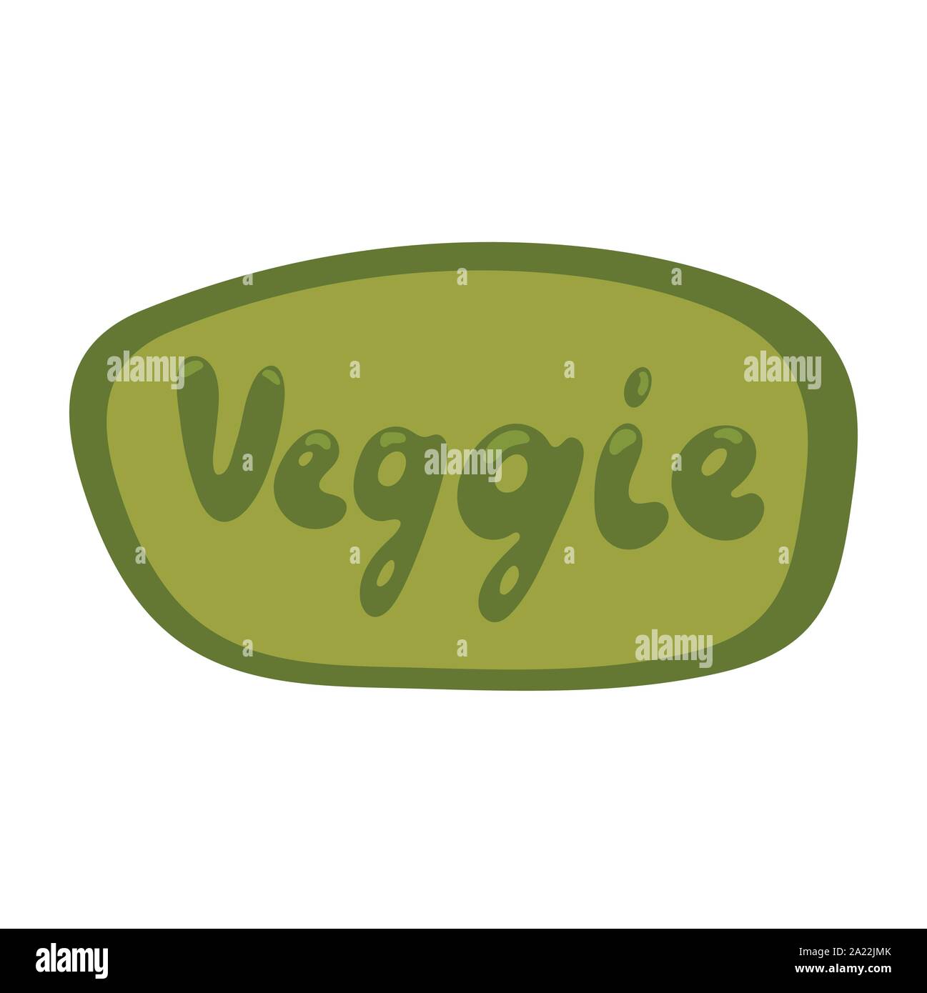 Veggie text on an oval speech bubble. Green colors. Vector veggie ...