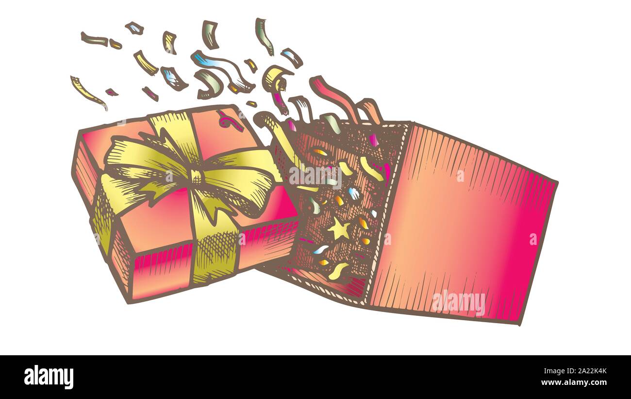 Opened Gift Box With Confetti Explosion Color Vector Stock Vector Image ...