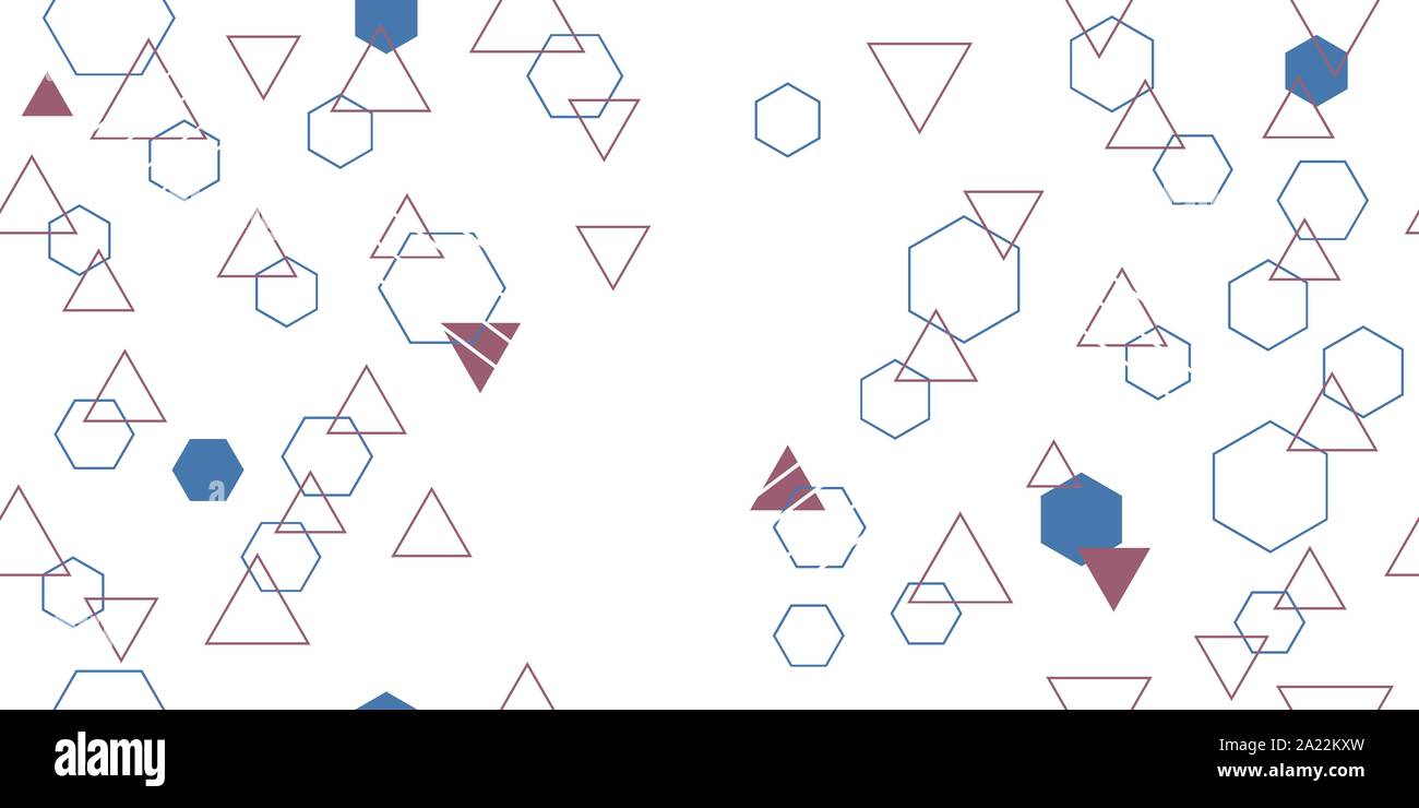 Seamless pattern from different triangles and hexagons. Cropped shapes ...