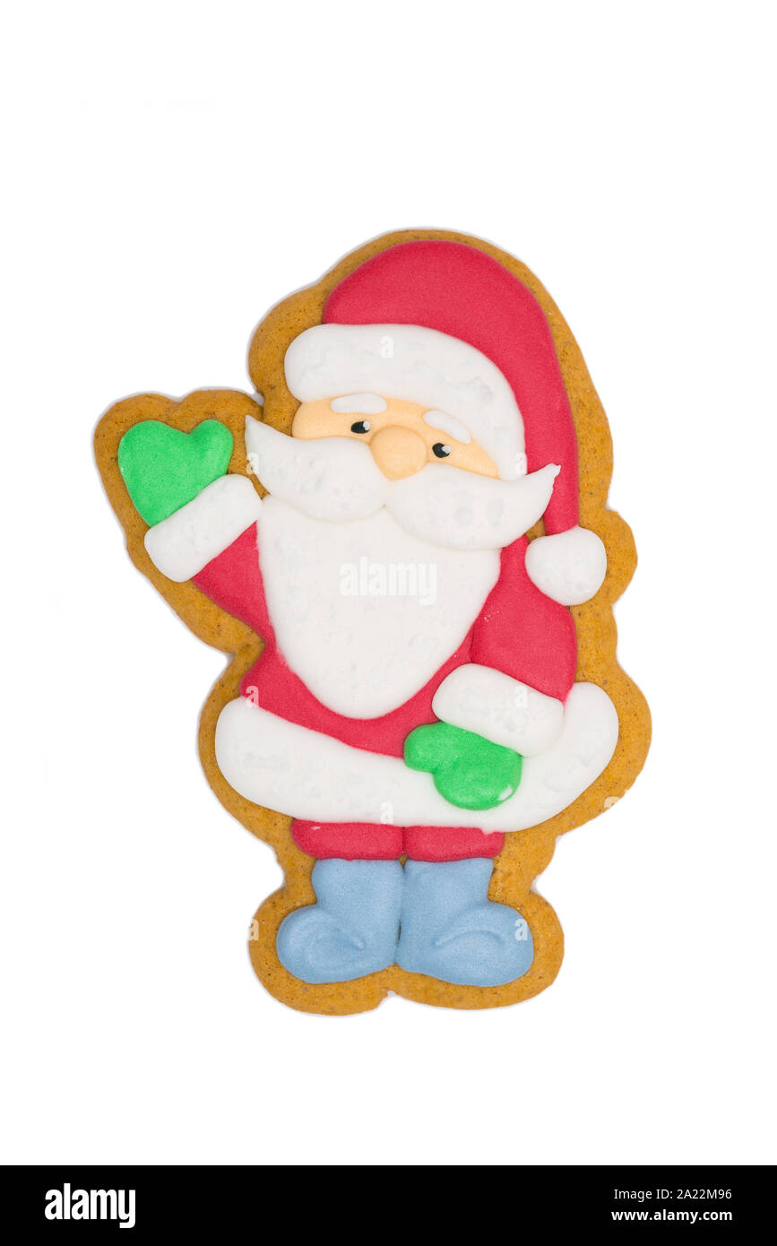 Santa Claus gingerbread cookie isolated on white background Stock Photo ...