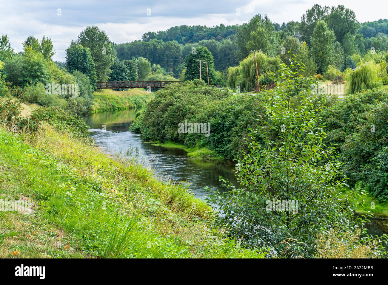A view of the Green River in Kent, Washington in summertime Stock Photo ...