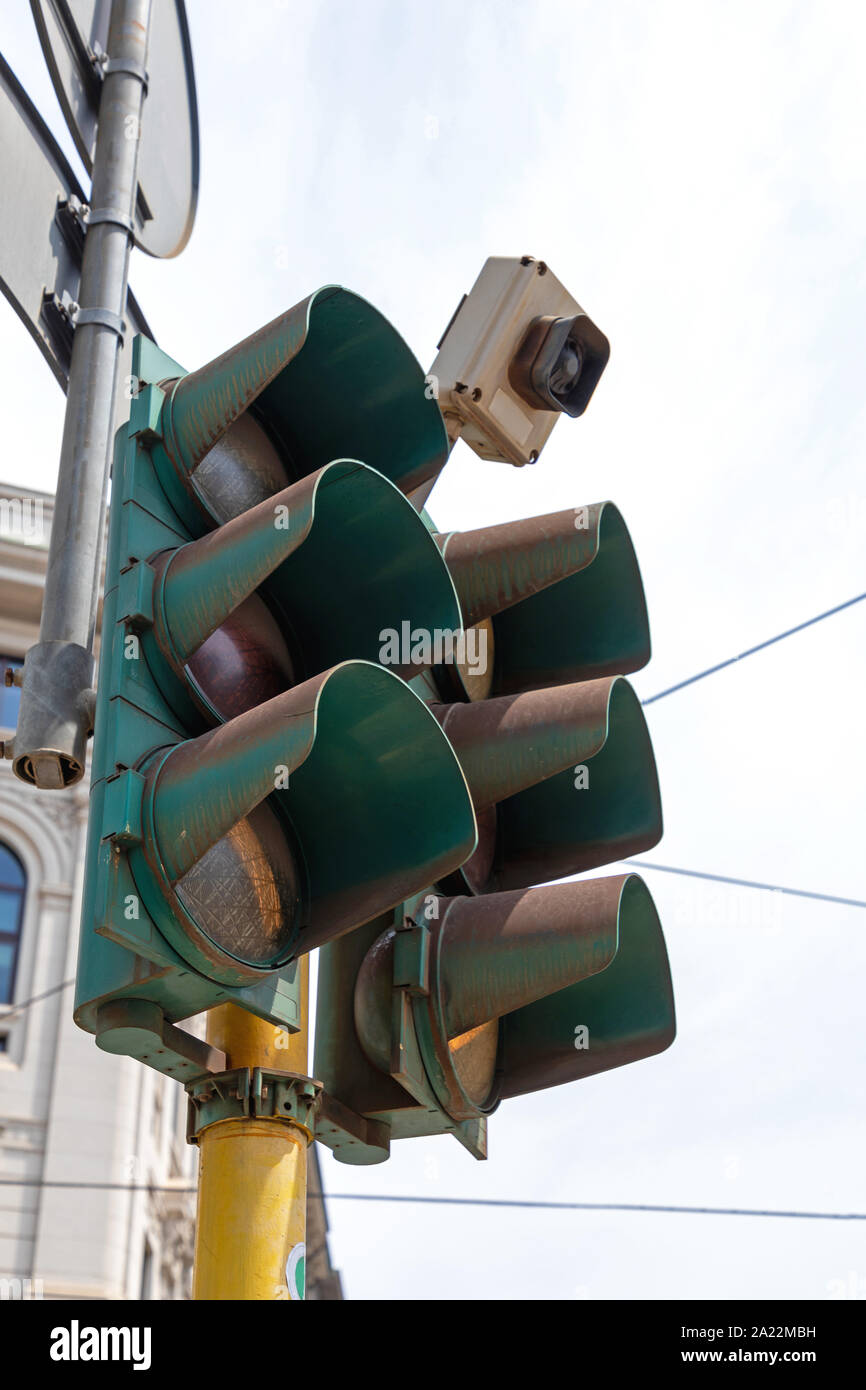 Smart Traffic Lights With Motion Sensor on Top Stock Photo - Alamy