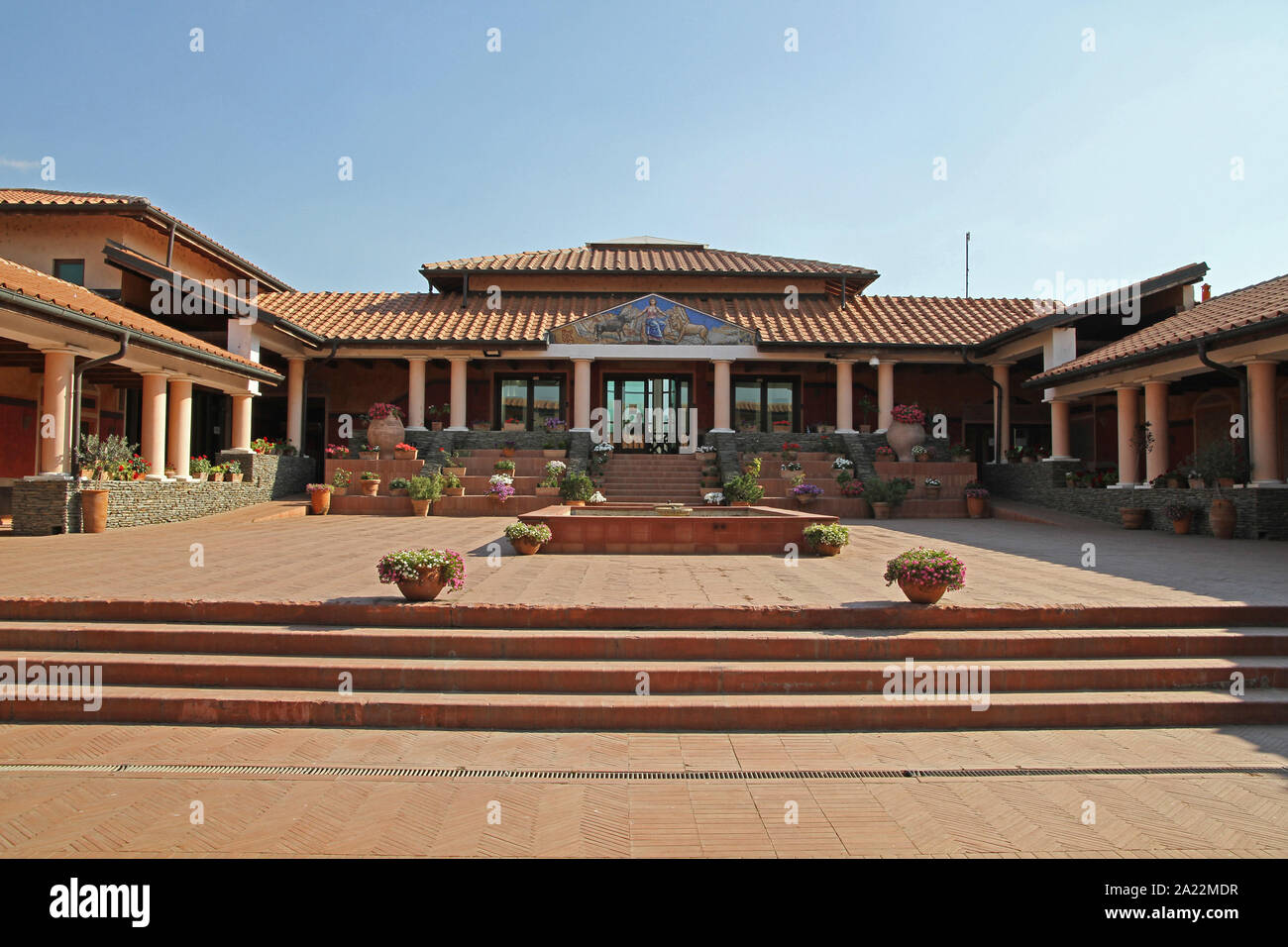 Centre of modern replica of Roman Centurion's home, at domus ...