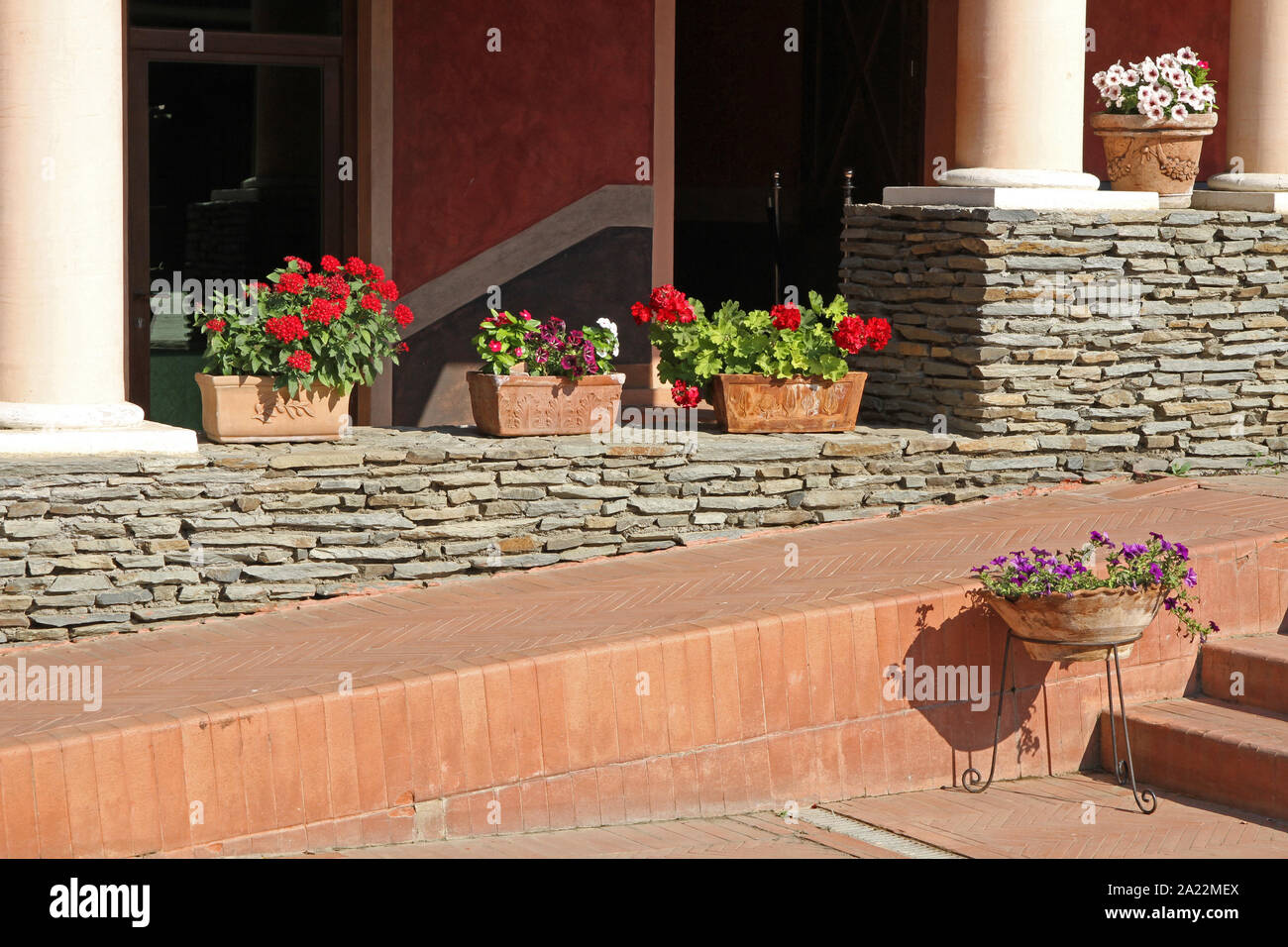 Flower pots outside the modern replica of Roman Centurion's home, at ...